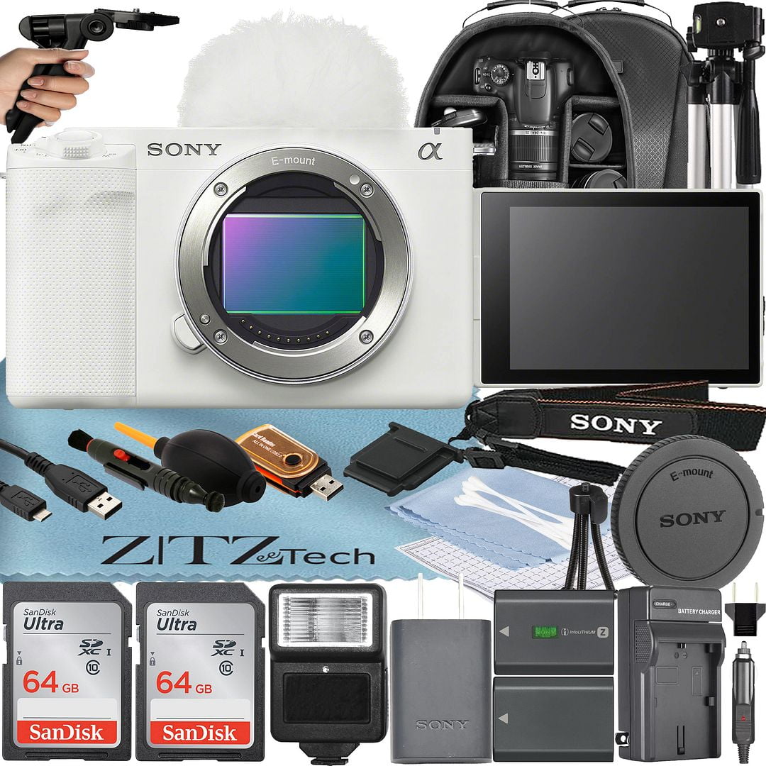 Sony ZV-E1 Mirrorless Camera White (Body Only) with 2 Pack SanDisk 64GB ...