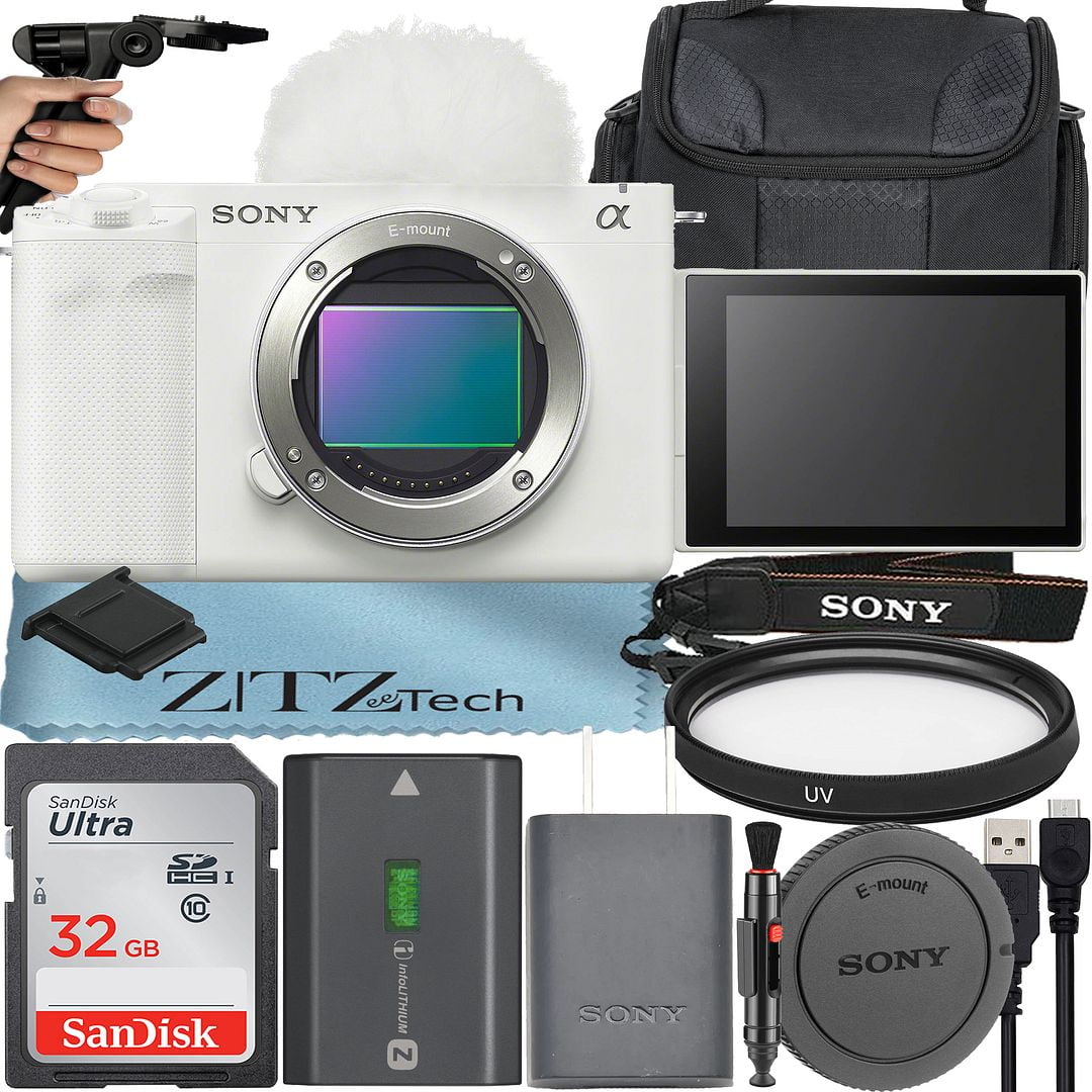 Sony ZV-E1 Mirrorless Digital Video Camera, White Body Only with 32GB SanDisk Card, Case, UV ...