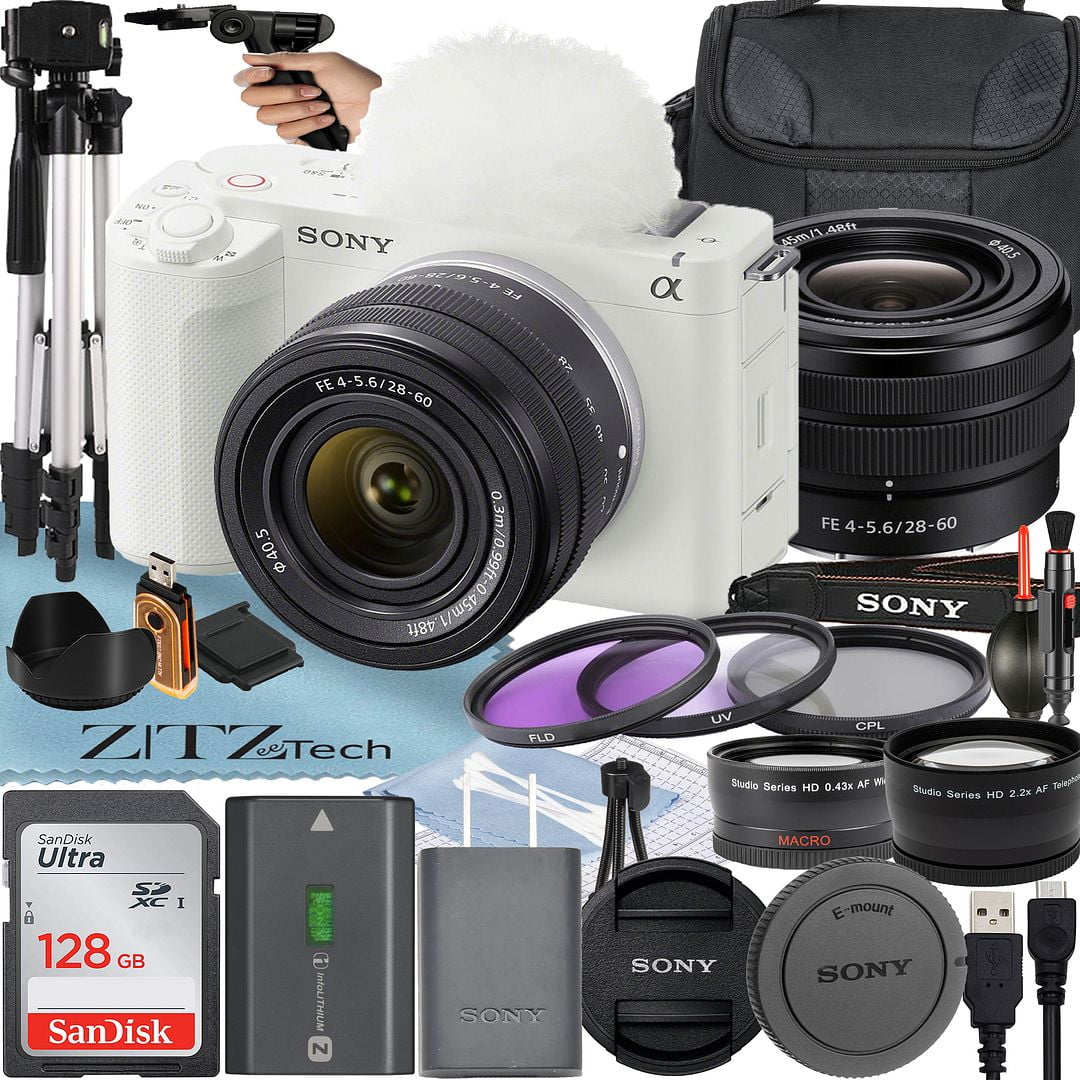 Sony ZV-E1 Mirrorless Camera (White) with FE 28-60mm Lens + SanDisk ...