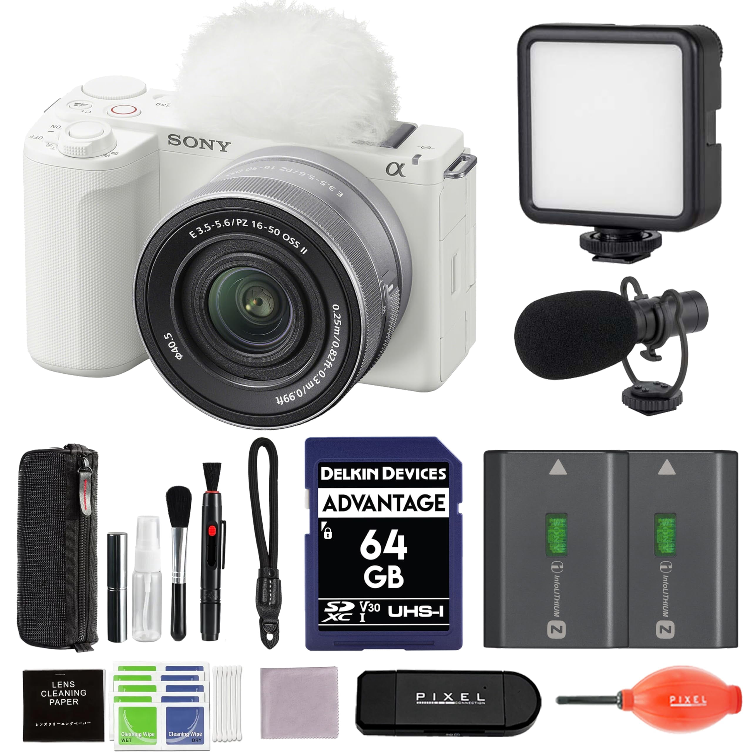 Sony ZV-E10 II Mirrorless Camera with 16-50mm Lens (White) Bundle with ...