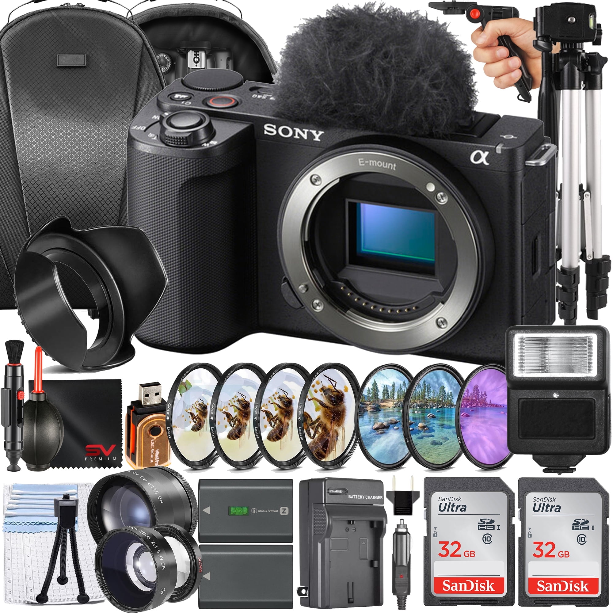 Sony ZV-E10 II Mirrorless Camera (Black) (Body Only) + 2 Pack 32GB ...