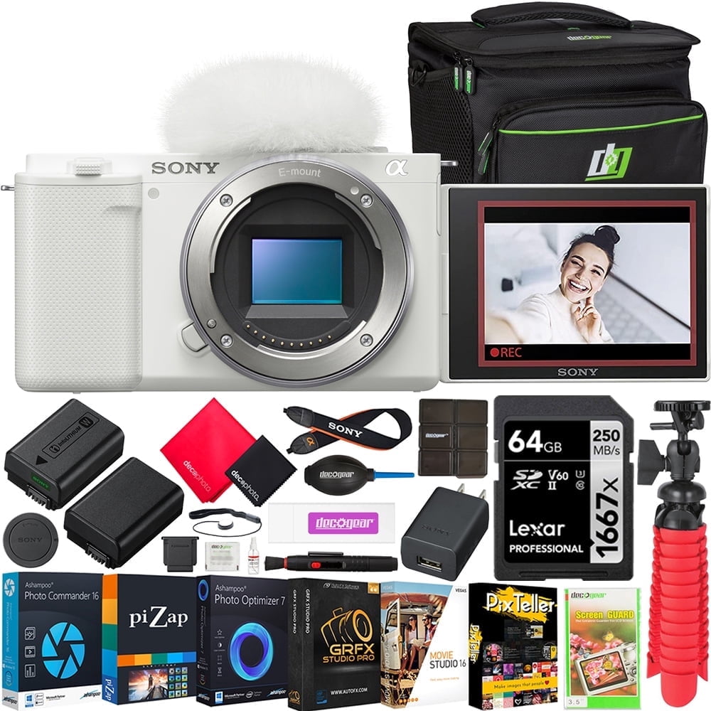 Sony ZV-E10 Mirrorless Camera Body White, 24.2 MP APS-C Sensor with ...