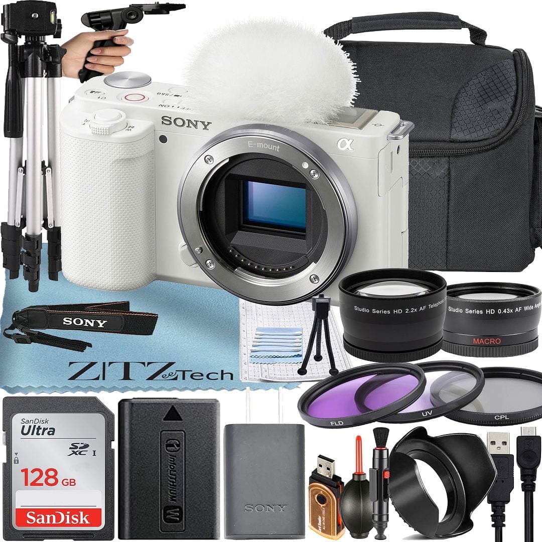 Sony ZV-E10 Mirrorless Camera (Body) with 128GB Memory Card + Filter ...