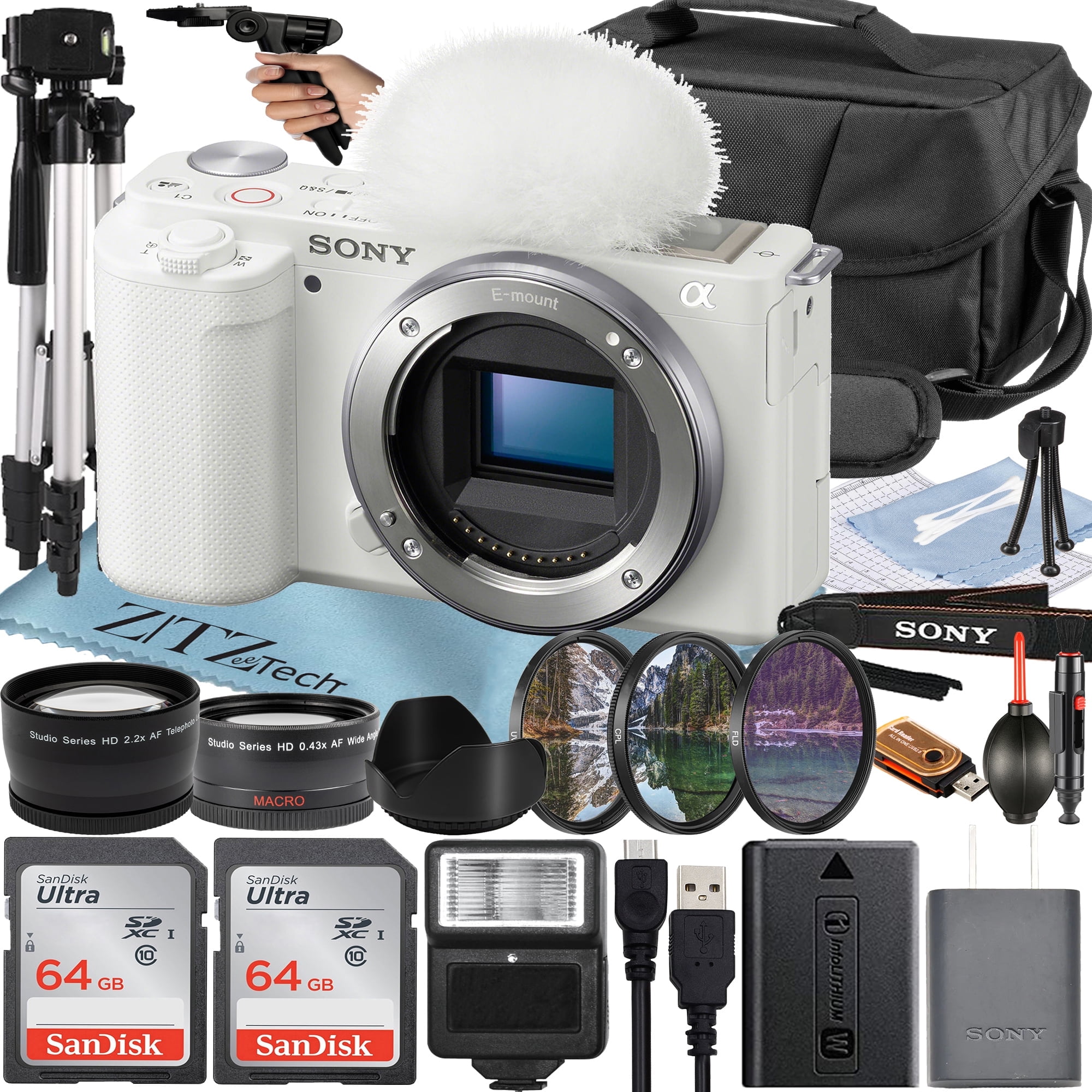 Sony ZV-E10 Mirrorless Camera (Body) with 2 Pack 64GB Memory Card ...