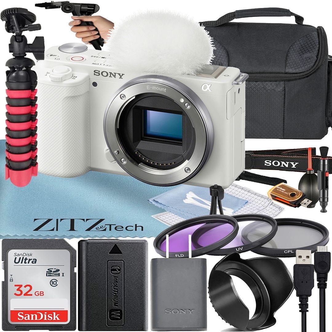 Sony ZV-E10 Mirrorless Camera (Body) with 32GB Memory Card + Filter Kit ...