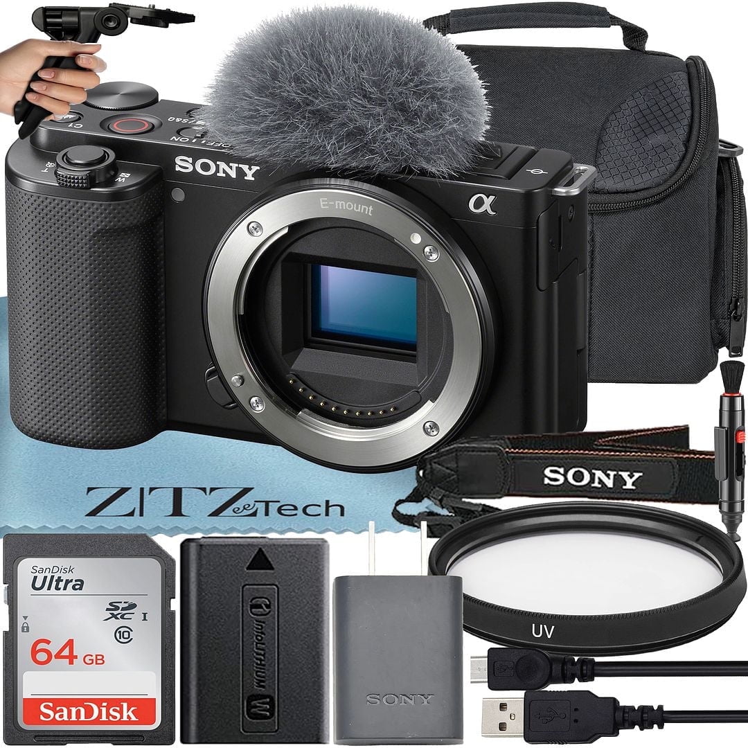 Sony ZV-E10 Mirrorless Camera (Body) with 64GB Memory Card + Tripod ...