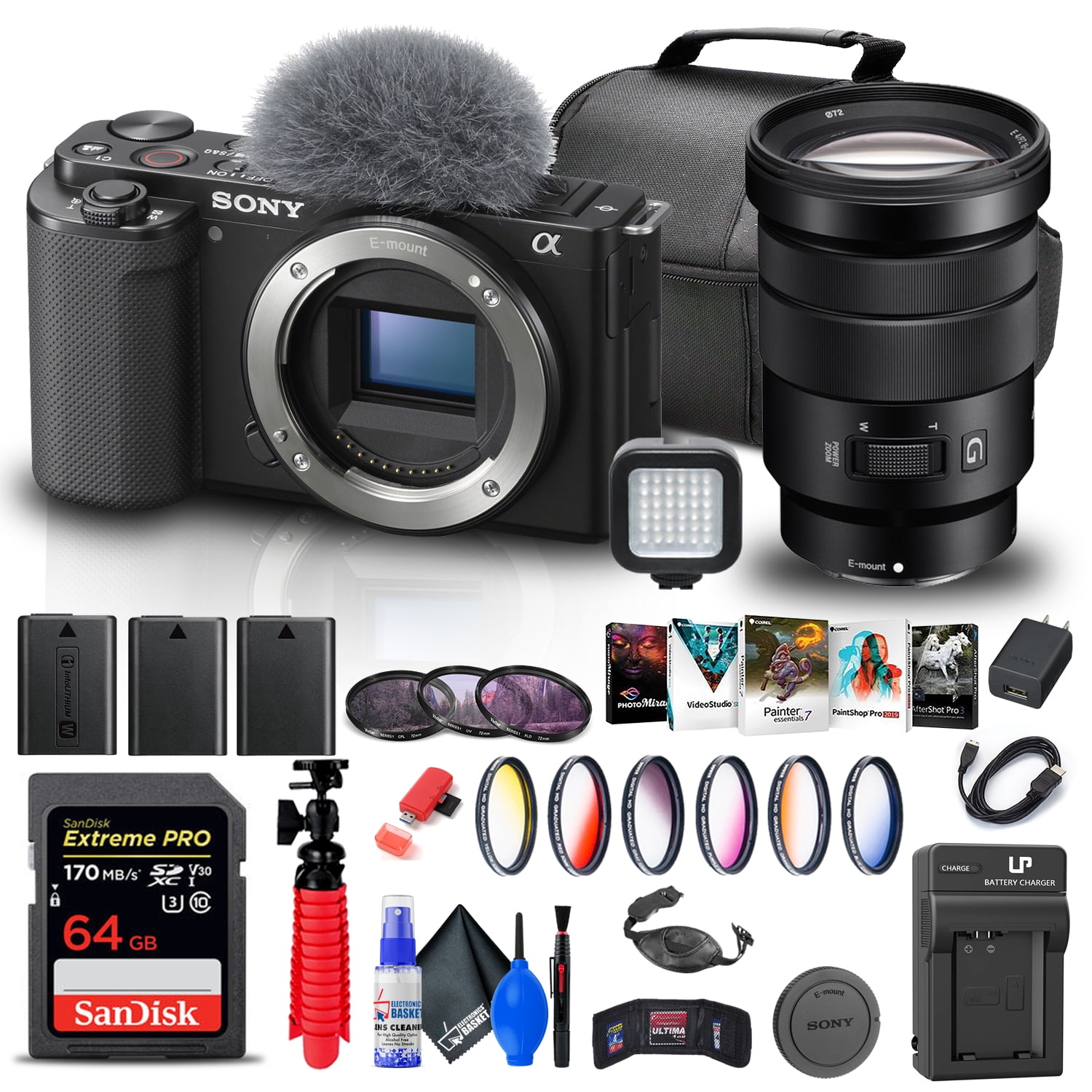 Sony ZV-E10 Mirrorless Camera + Sony 18-105mm Lens + 64GB Memory Card ...