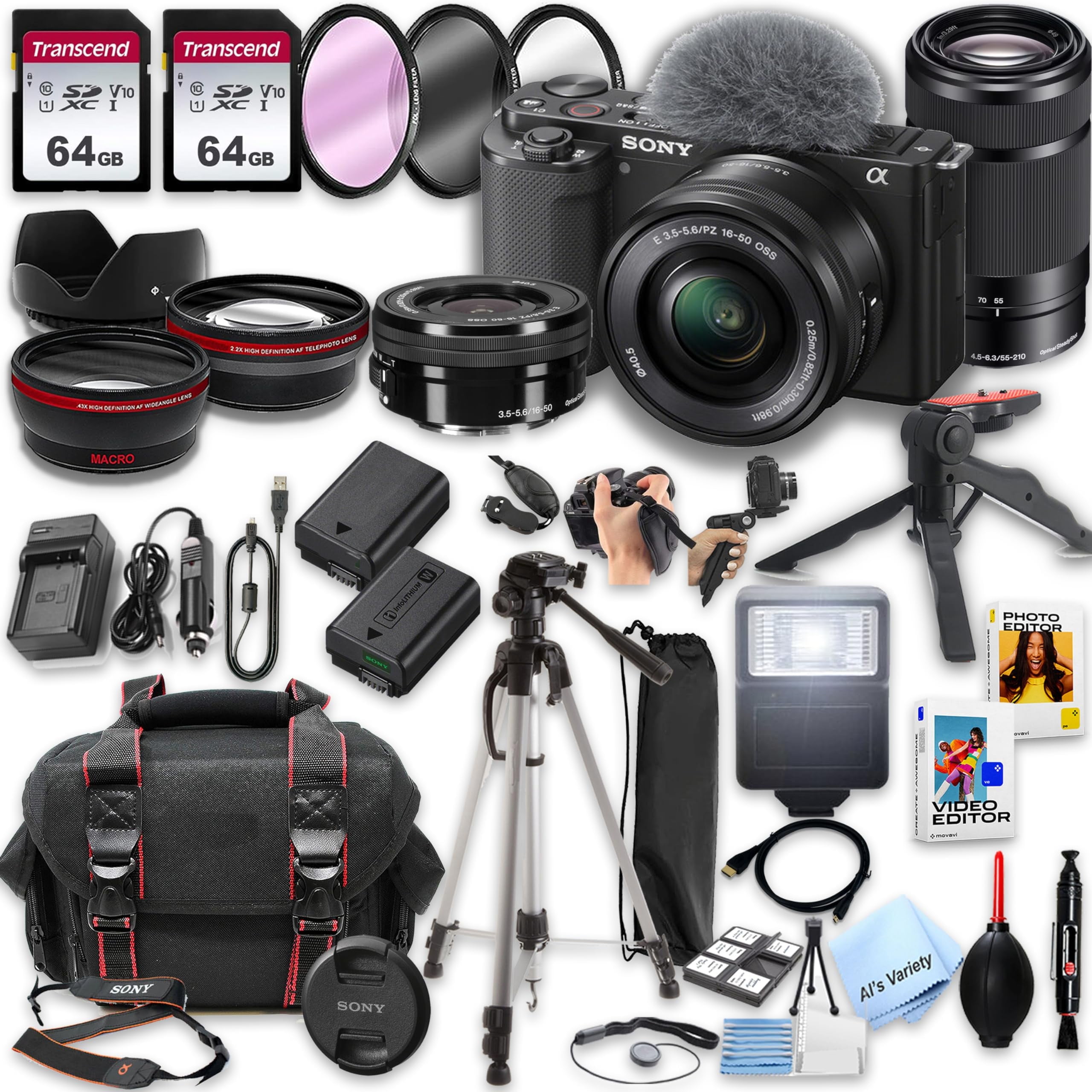 Sony ZV-E10 Mirrorless Camera with16-50mm & 55-210mm Zoom Lenses ...