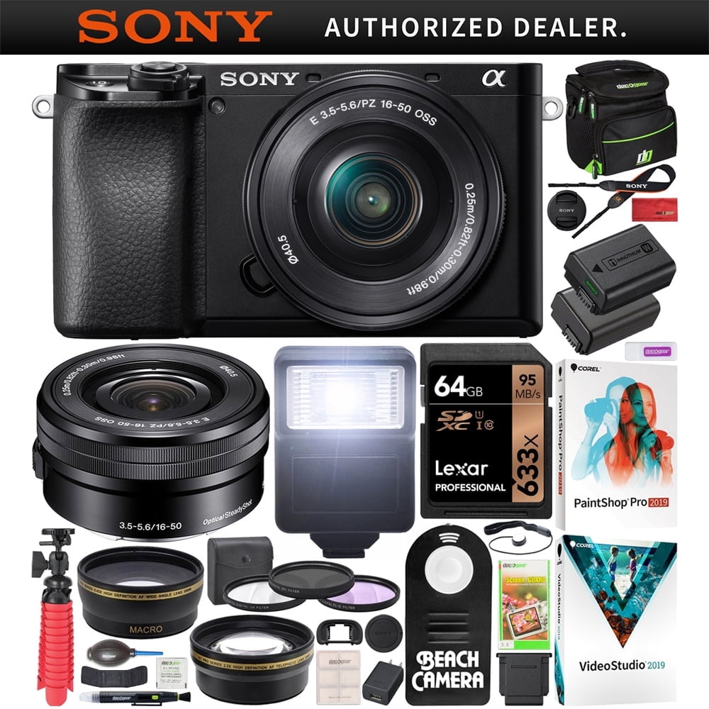 Sony a6100 4K Mirrorless Camera with 16-50mm Lens, Extra Battery, Flash ...