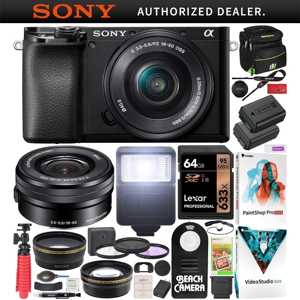 Sony a6100 4K Mirrorless Camera with 16-50mm Lens, Extra Battery, Flash ...
