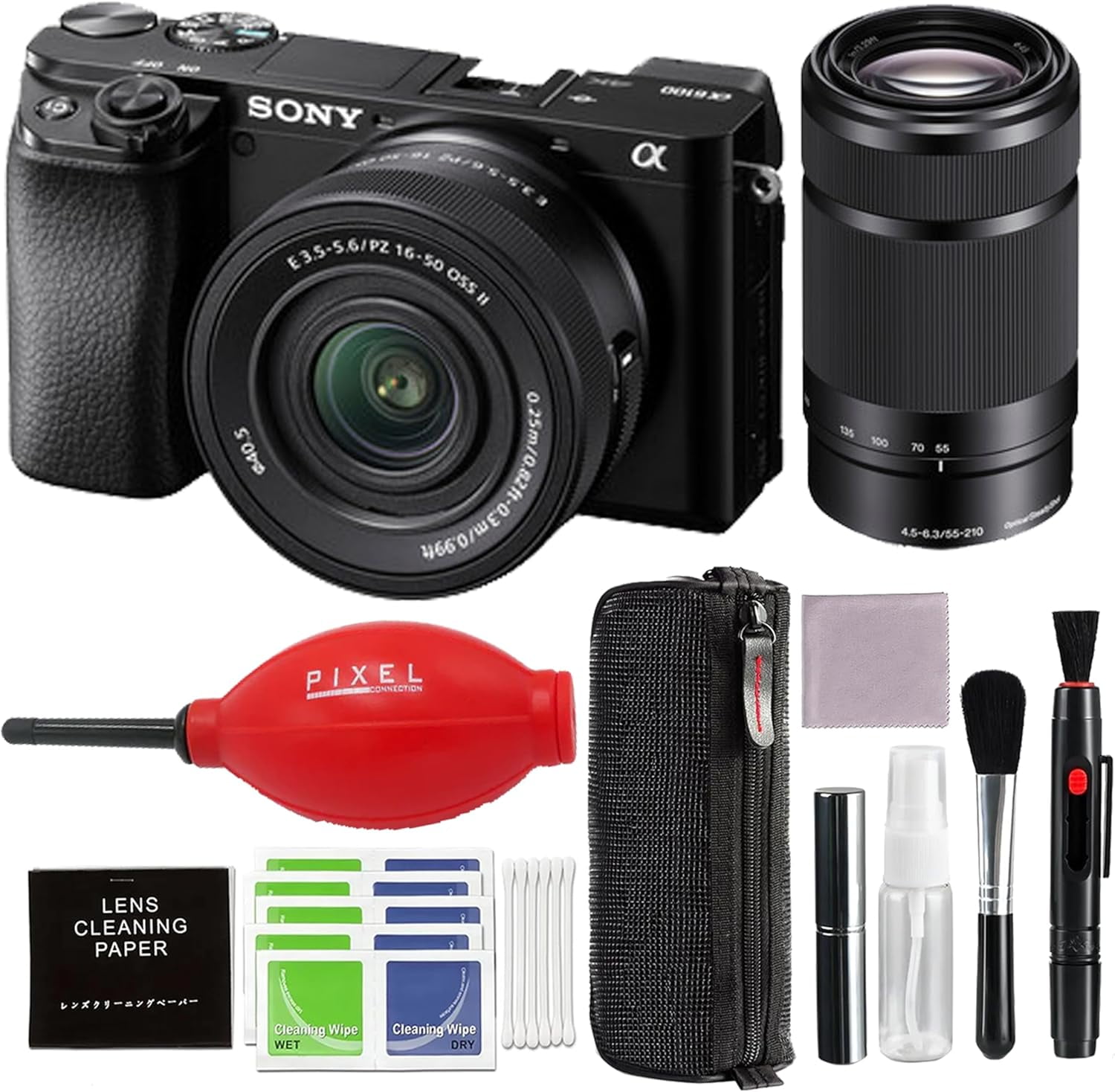 Sony a6100 Mirrorless Camera with 16-50mm and 55-210mm Lenses and Pixel ...