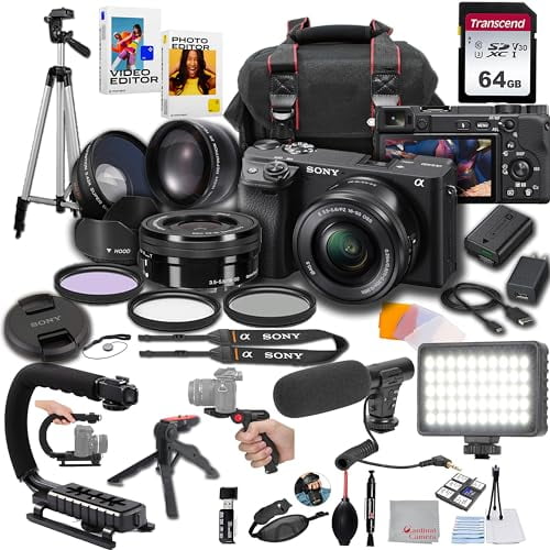Sony a6400 Camera with 16-50mm Lens Bundle Including Transcend 64GB SD ...