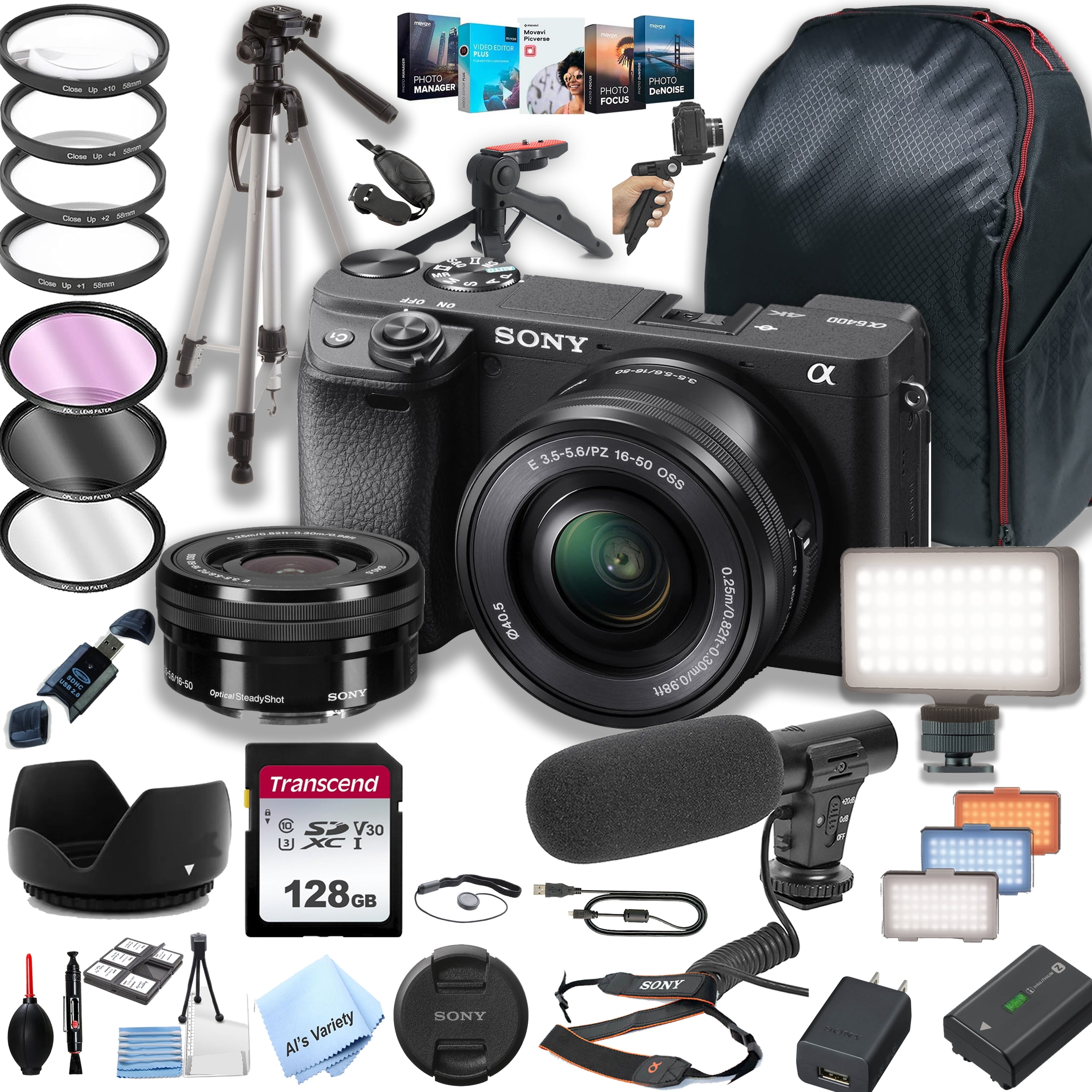 Sony a6400 Mirrorless Camera with 16-50mm Lens + 128GB Memory + LED ...