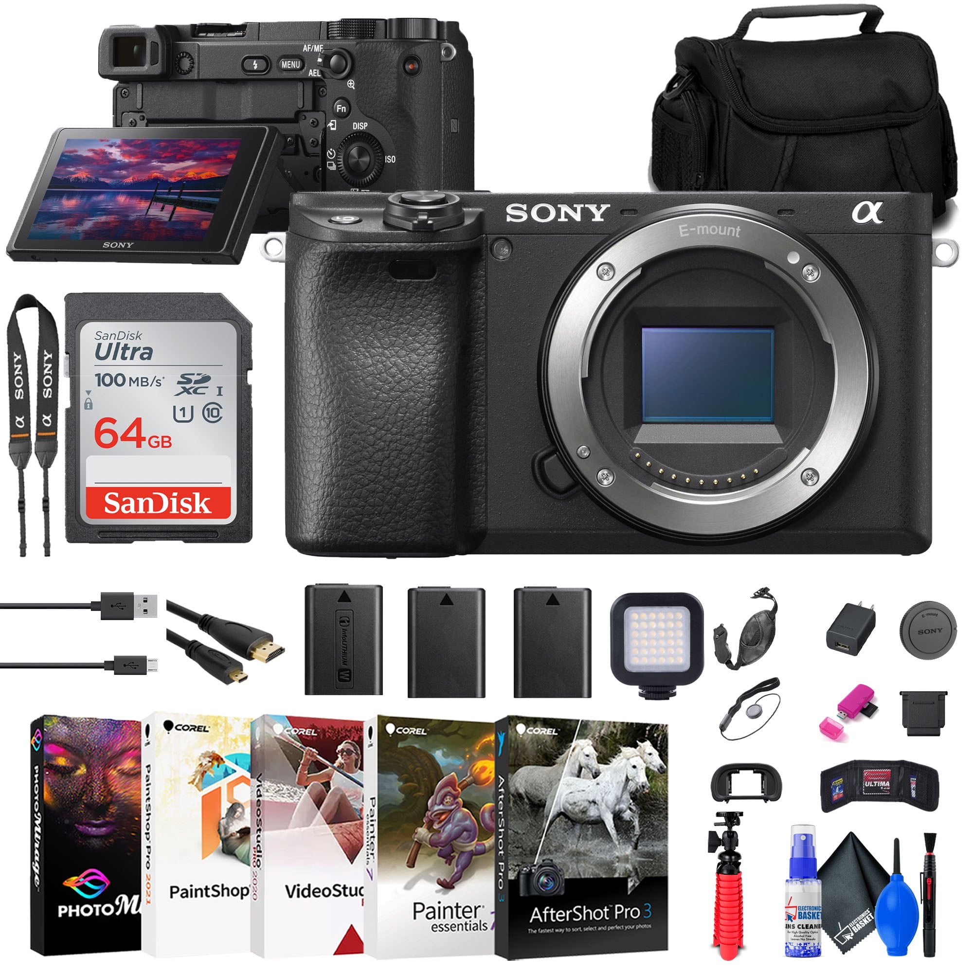 Sony a6400 Mirrorless Camera + 64GB Card + 2 x NPF-W50 Battery + More ...