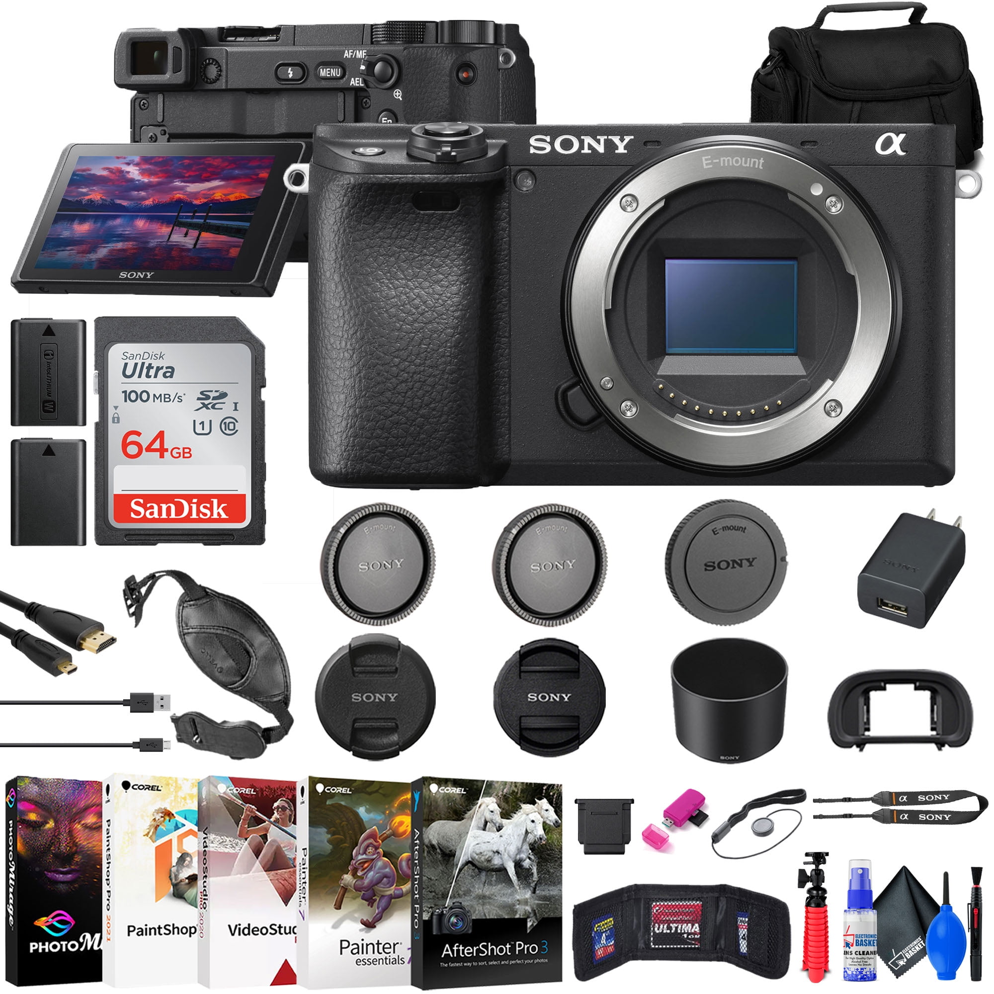Sony a6400 Mirrorless Camera + 64GB Card + NPF-W50 Battery + Card ...