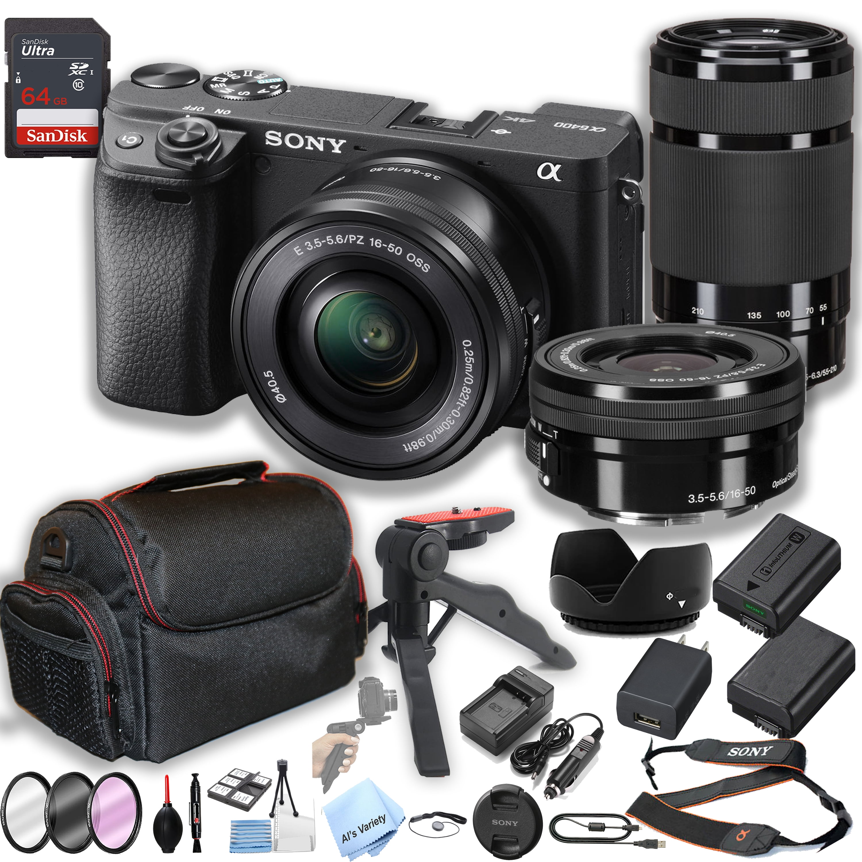 Sony a6400 Mirrorless Camera with16-50mm & 55-210mm Zoom Lenses + 64GB ...