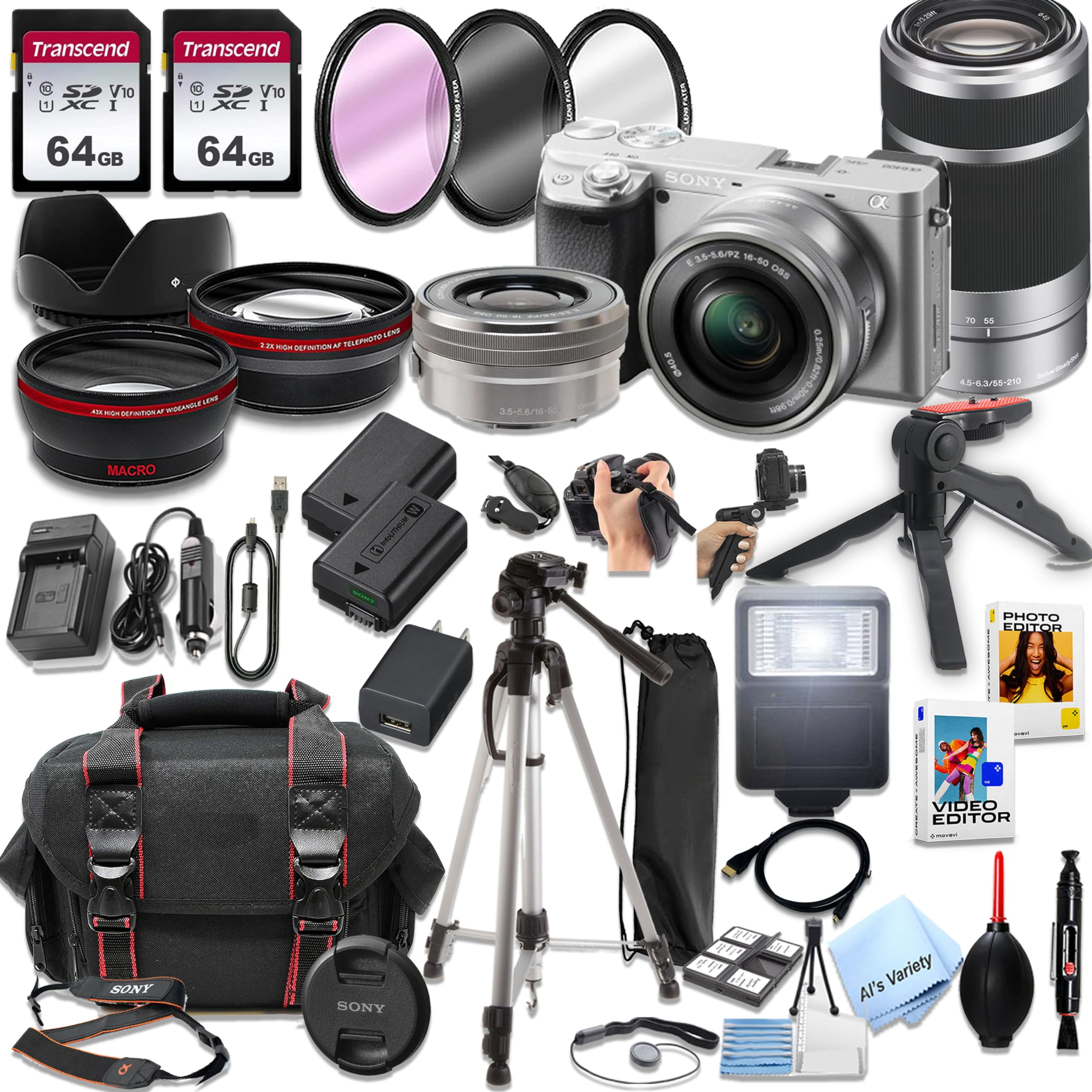 Sony a6400 (Silver) Mirrorless Camera with16-50mm & 55-210mm Zoom ...