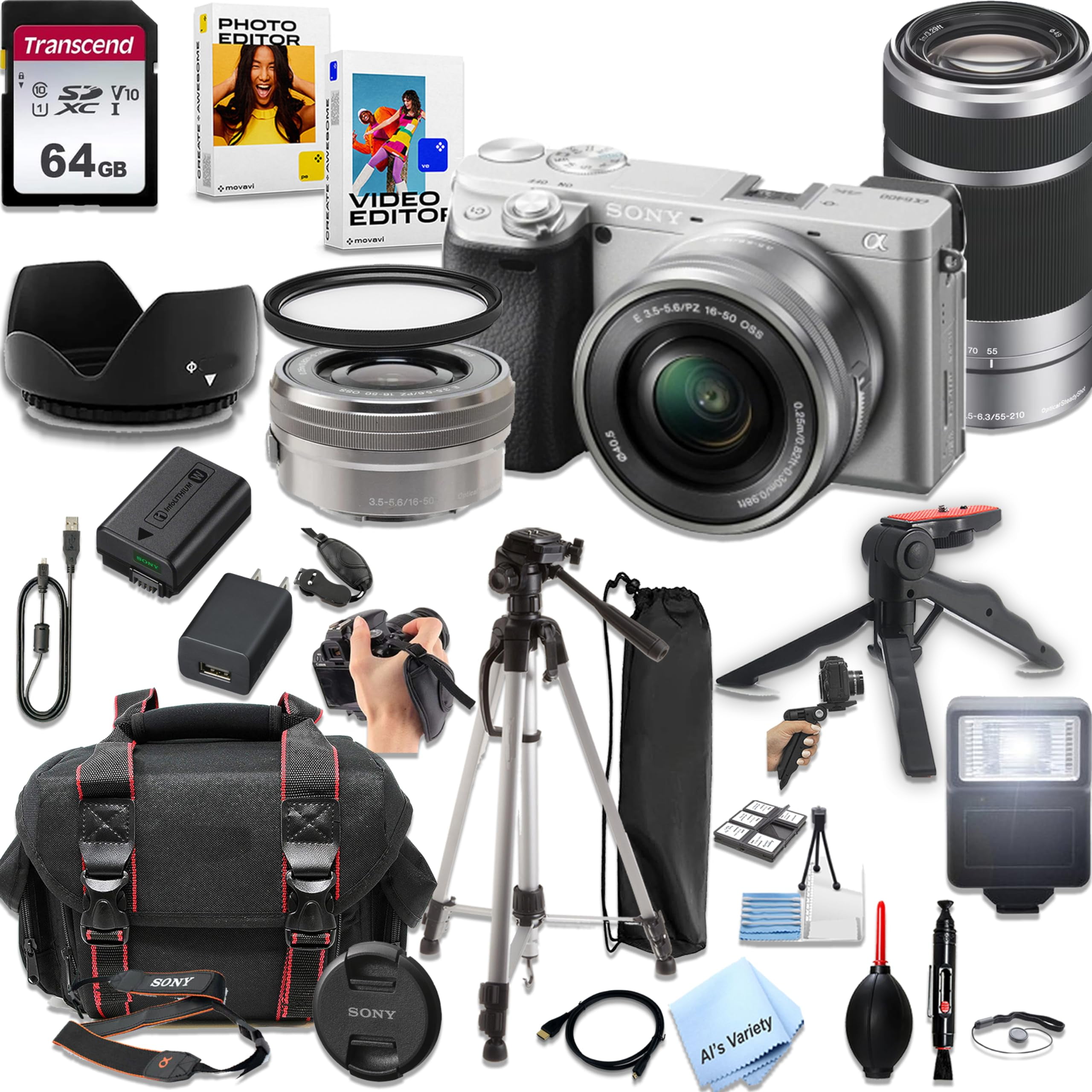 Sony a6400 (Silver) Mirrorless Camera with16-50mm & 55-210mm Zoom ...