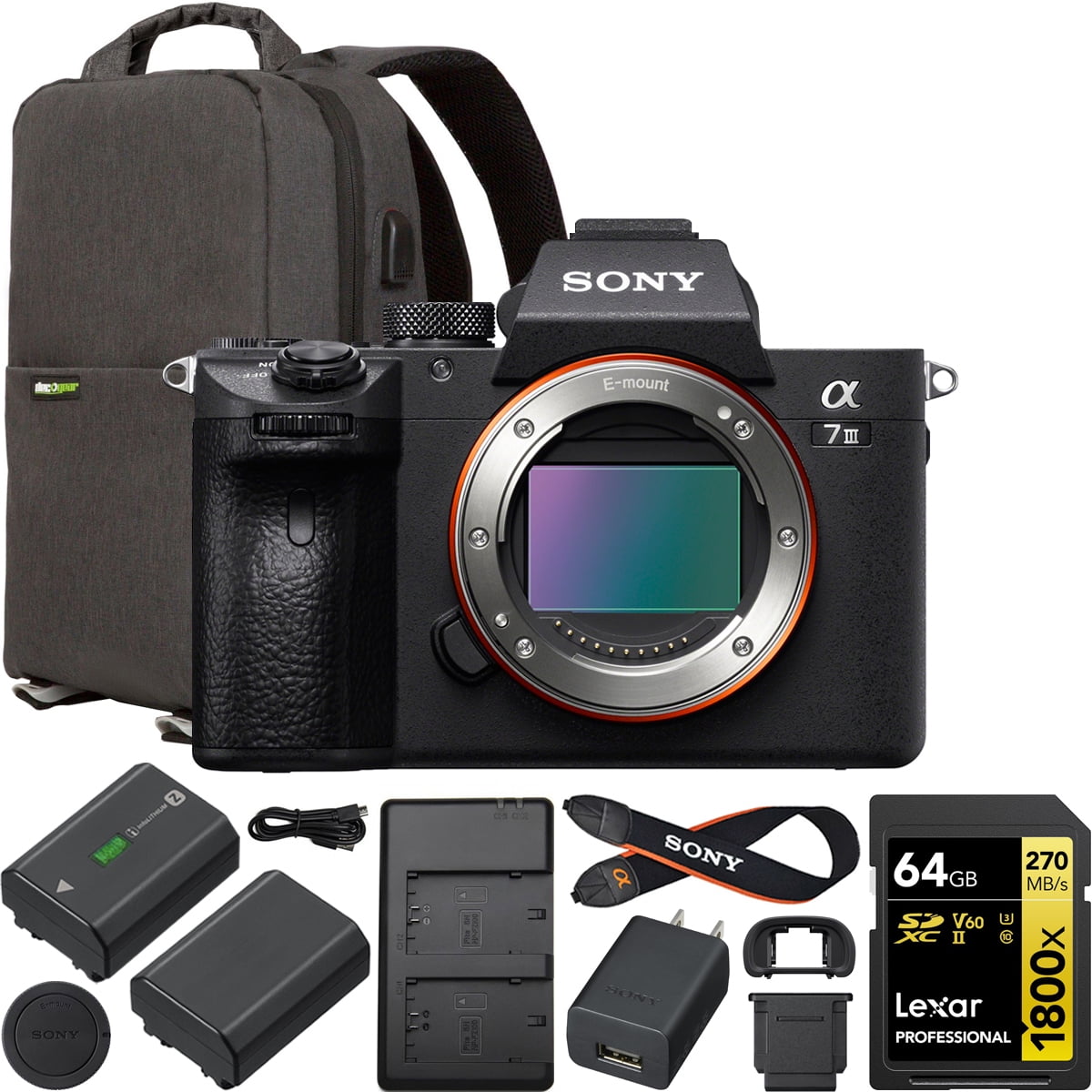 Sony a7 III Full Frame Mirrorless Camera Body ILCE-7M3/B Double Battery Content Creator Bundle ...