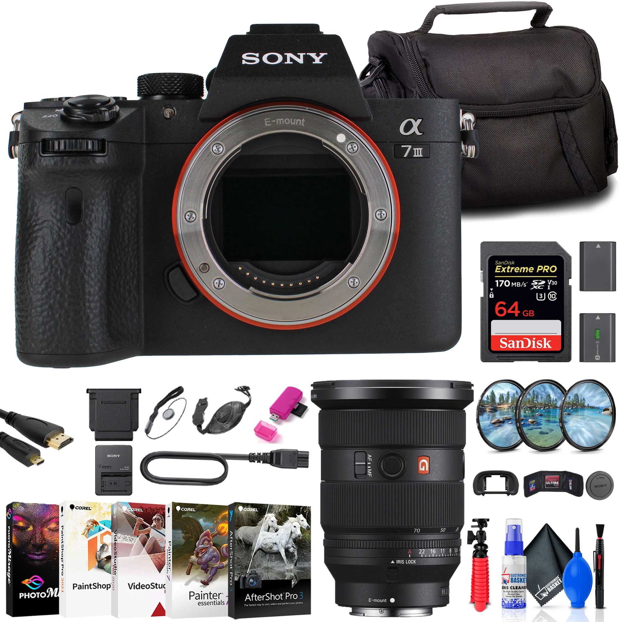 Sony a7 III Mirrorless Camera + Sony FE 24-70mm Lens + 64GB Card + More ...