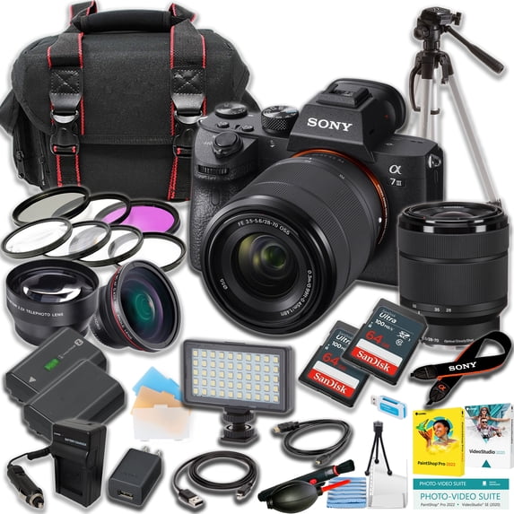Sony a7 III Mirrorless Camera with 28-70mm lens + 2pc 64GB Ultra Memory ...