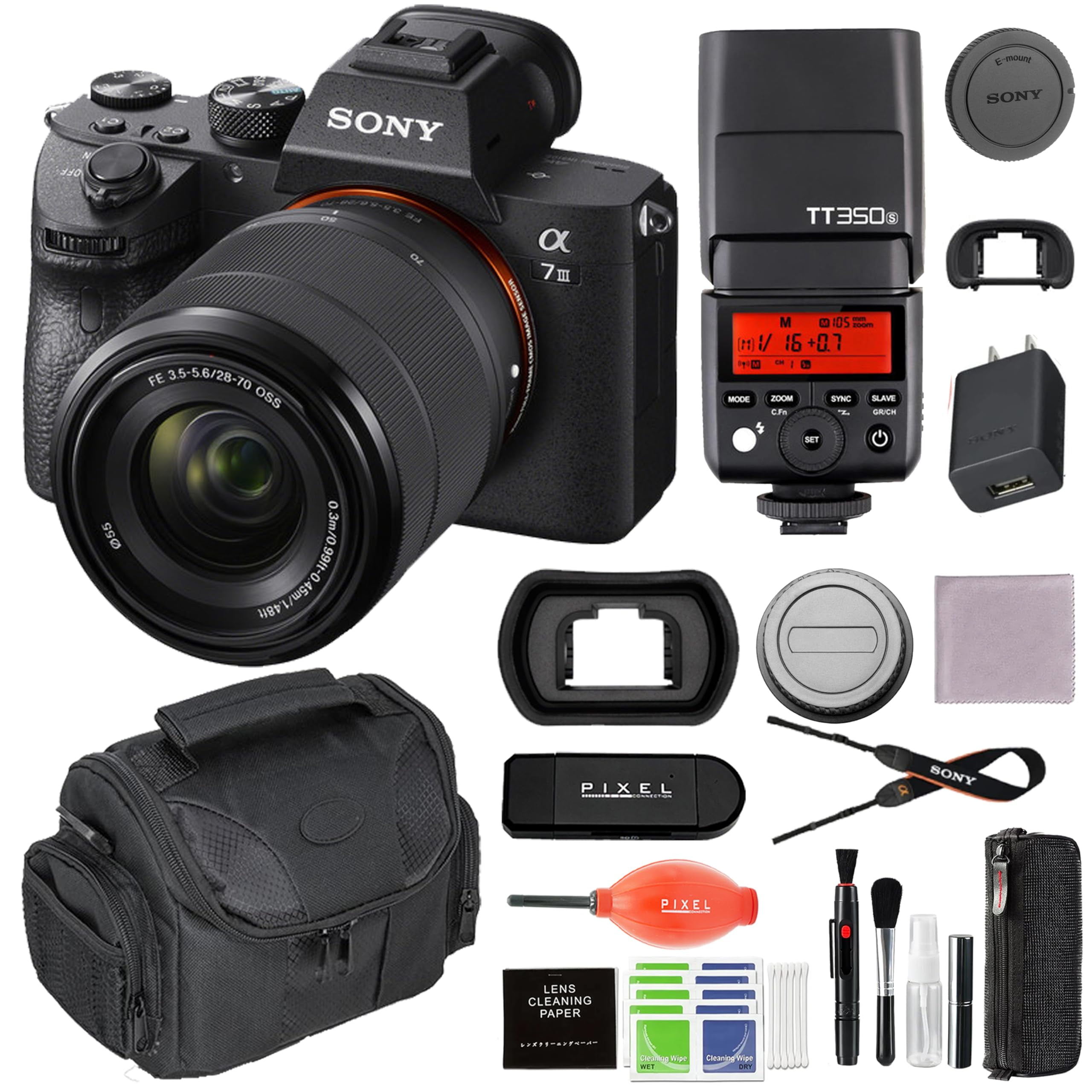 Sony Alpha 7 III Camera, 28-70mm Lens, GODOX Flash, and Accessories ...