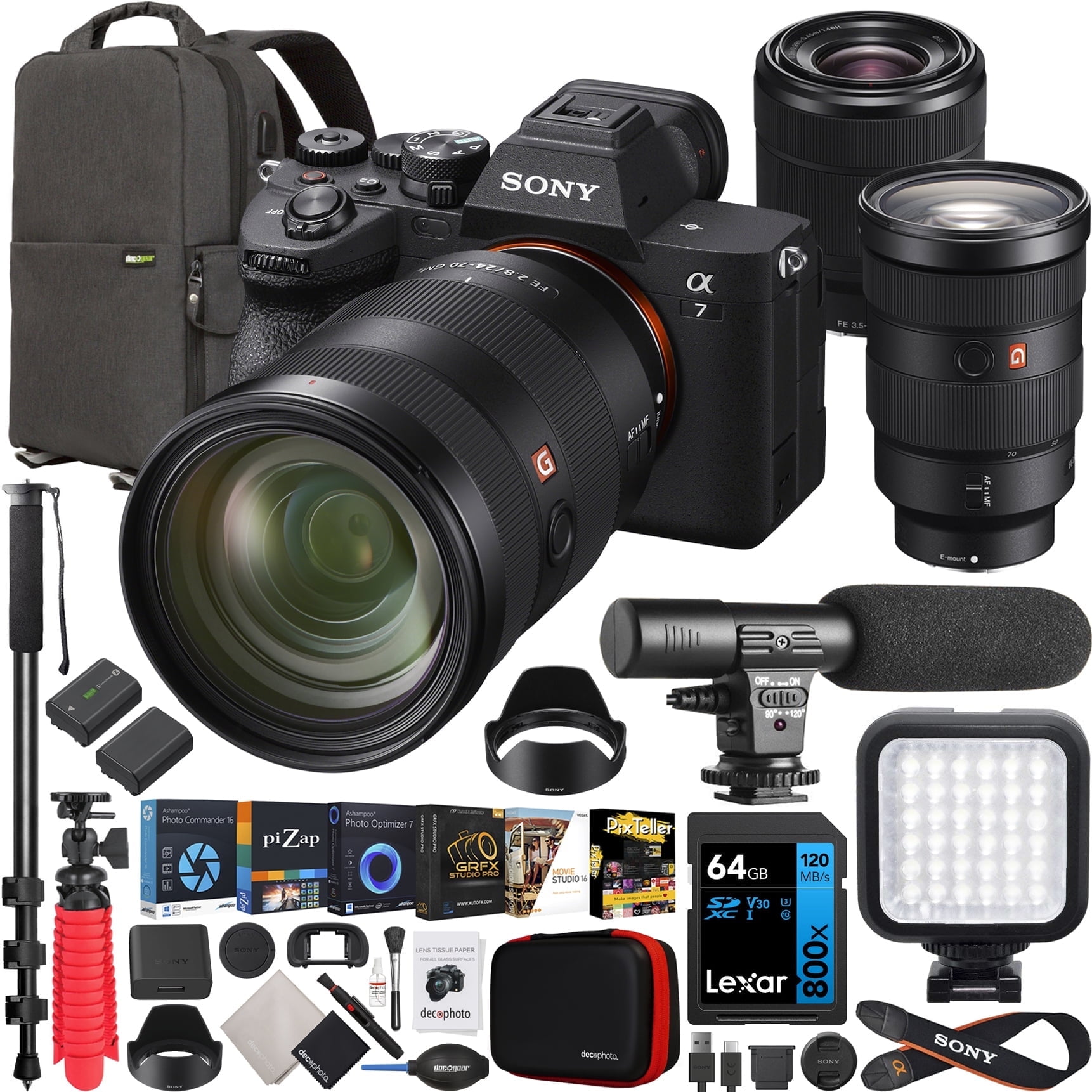 Sony a7 IV Full Frame Mirrorless Camera Body with 2 Lens Kit FE 24-70mm F2.8 GM G Master + 28 ...