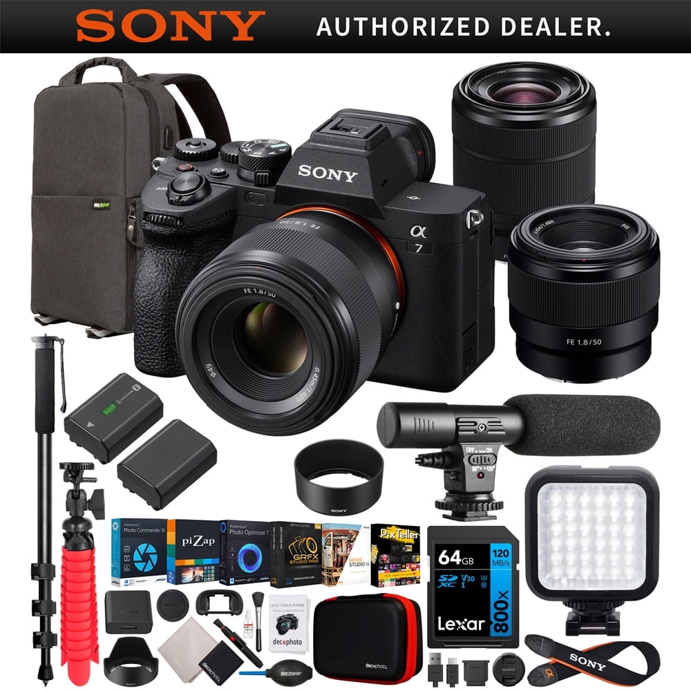 Sony a7 IV Full Frame Mirrorless Camera 2 Lens Kit FE 50mm, 28-70mm, with Extras - Walmart.com