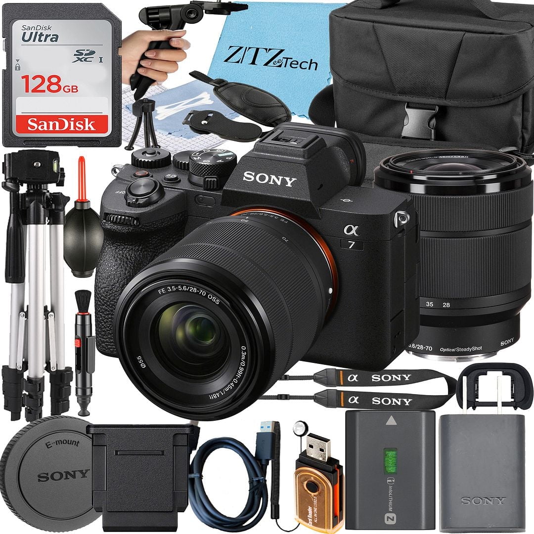 Sony a7 IV Digital Kit: Mirrorless Camera, FE 28-70mm Lens, 128GB Card ...