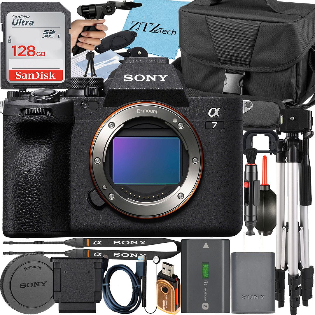 Sony a7 IV Mirrorless Camera + Tripod + 128GB Memory Card + Case + ZeeTech Accessory Bundle ...