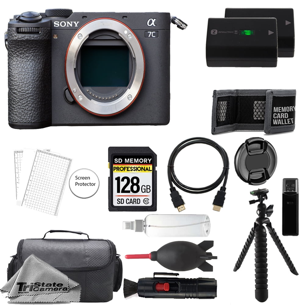 Sony a7C II Mirrorless Camera (Black) + 128GB + Tripod + Extra Batt ...