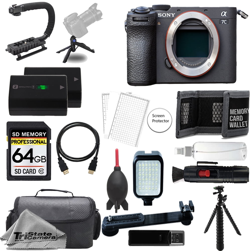 Sony a7C II Mirrorless Camera (Black) + 64GB + Extra Battery+ LED Flash ...