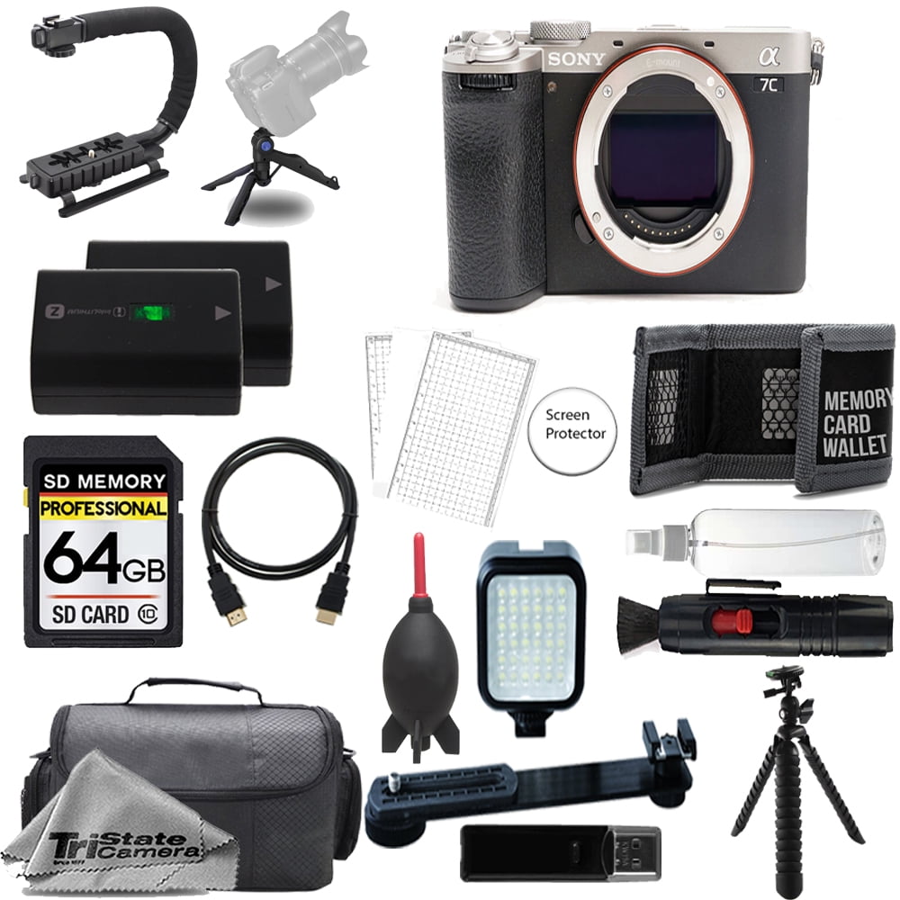 Sony a7C II Mirrorless Camera (Silver) + 64GB + Extra Battery+ LED ...