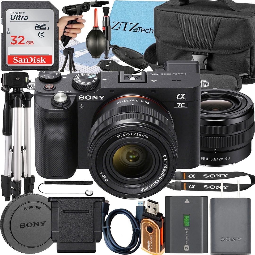 Sony a7C Mirrorless Camera (Black) + Sony FE 28-60mm + Tripod + 32GB ...