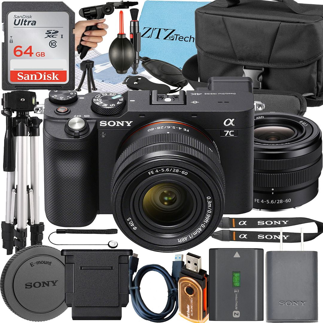 Sony a7C Mirrorless Camera (Black) + Sony FE 28-60mm + Tripod + 64GB ...