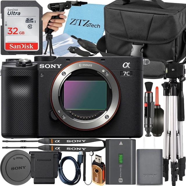 Sony a7C Mirrorless Camera (Black) + Tripod + 32GB Memory Card + Case ...