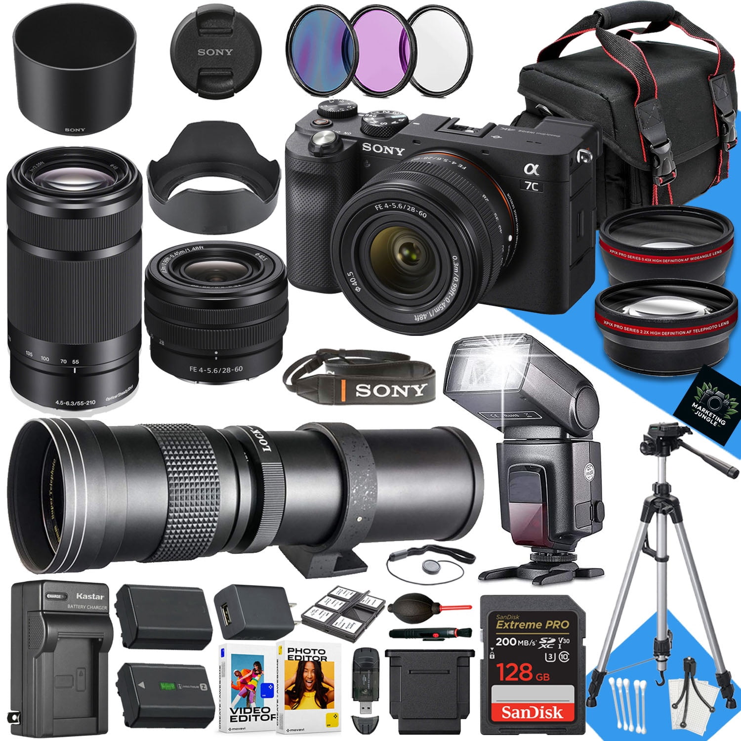 Sony a7C Mirrorless Camera with FE 28-60mm f/4-5.6, E 55-210mm f/4.5-6. ...