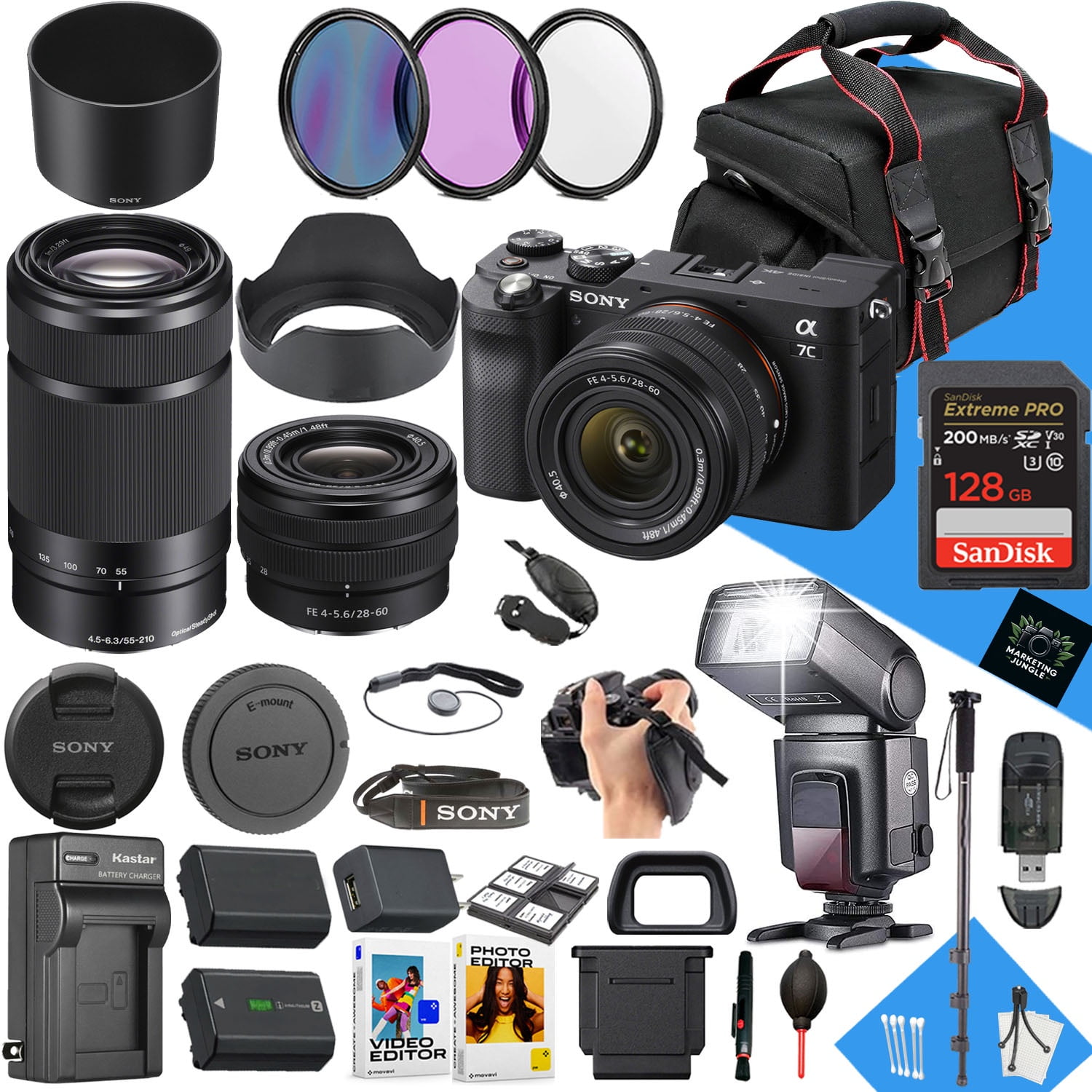 Sony a7C Mirrorless Camera with FE 28-60mm f/4-5.6 and E 55-210mm f/4.5 ...