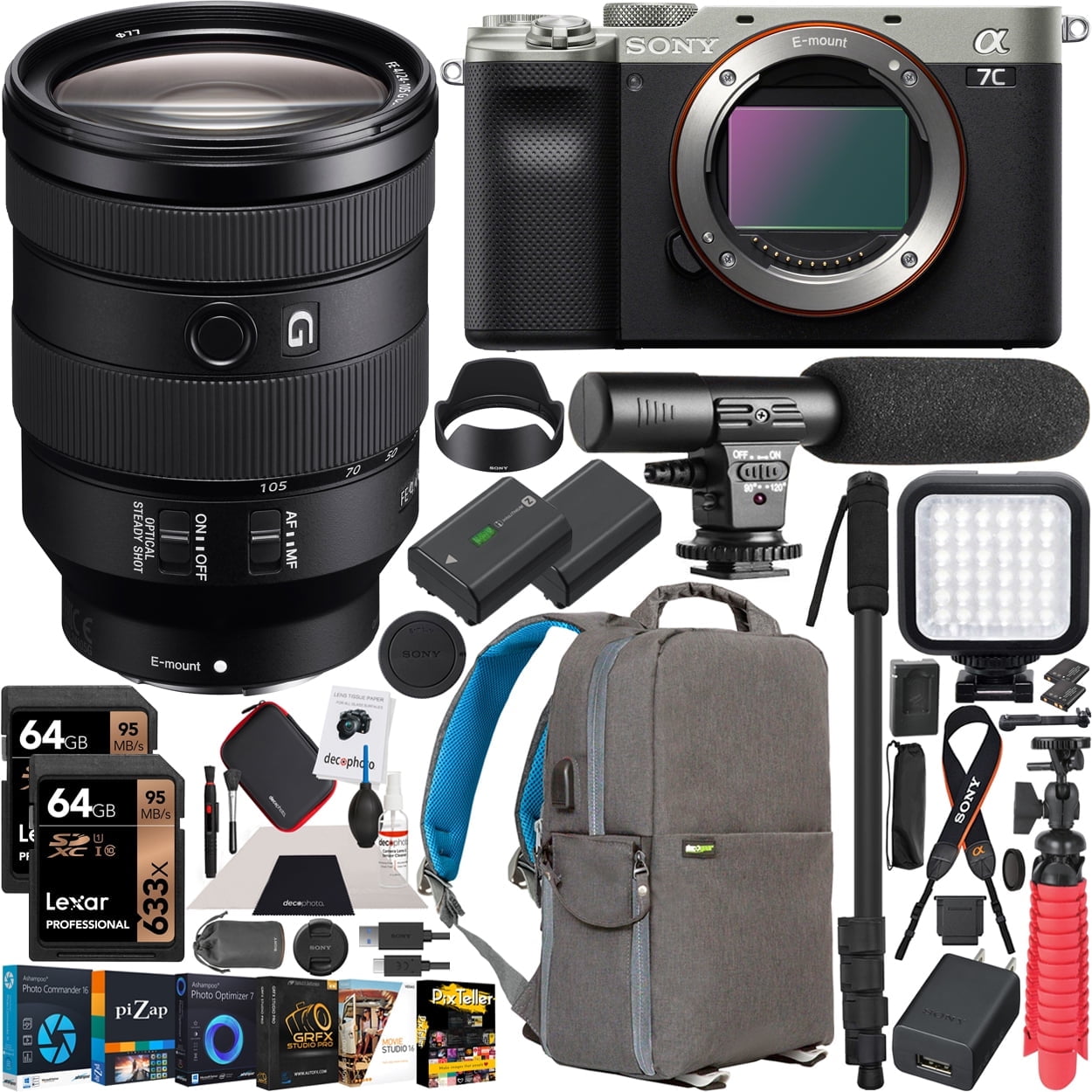 Sony a7C Mirrorless Full Frame Camera Body with Sony FE 24-105mm F4 G OSS Zoom Lens SEL24105G ...