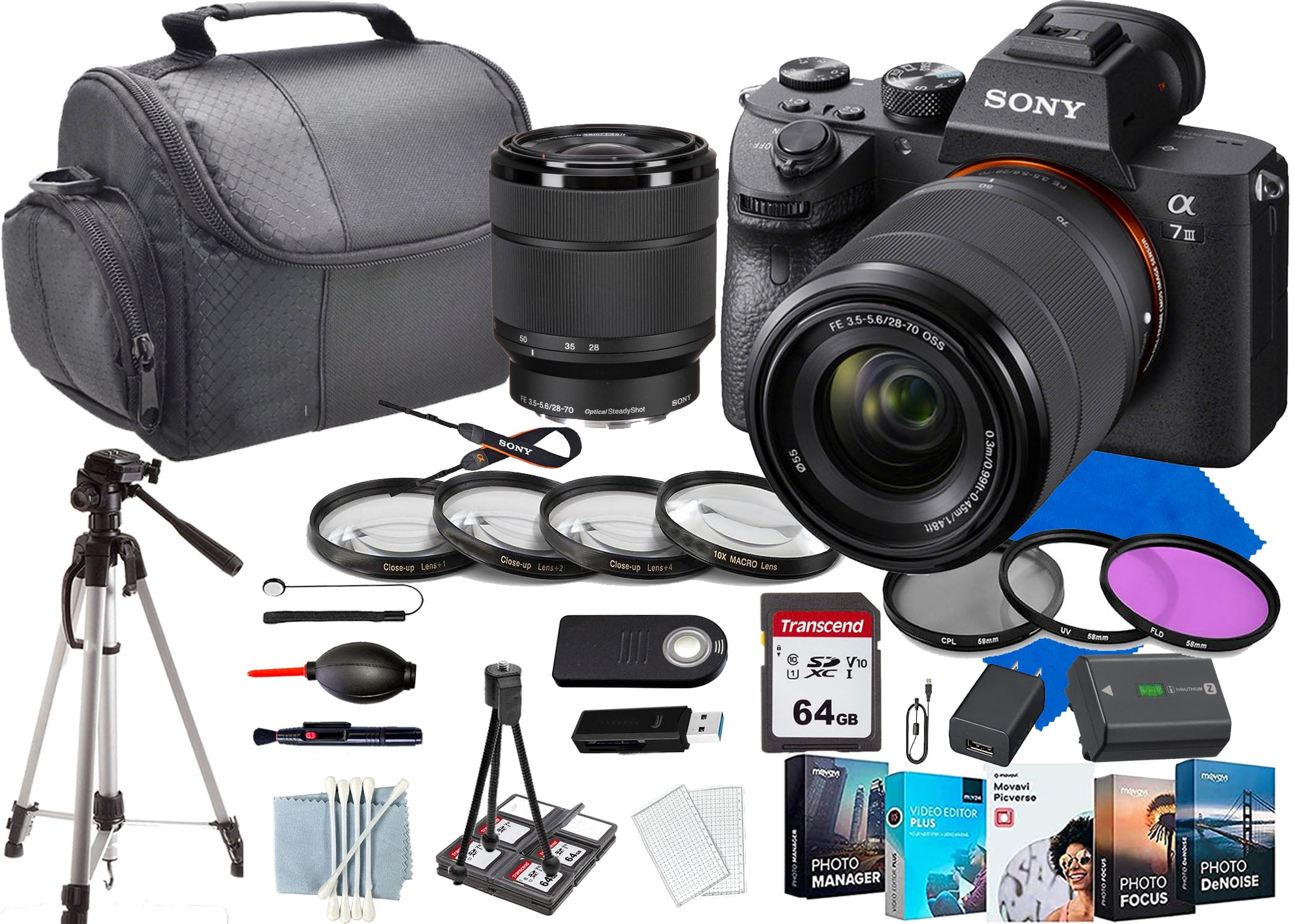 Sony a7III Mirrorless Camera with Sony FE 28-70mm f/3.5-5.6 OSS Lens+ 64 GIG Memory Card+Case ...