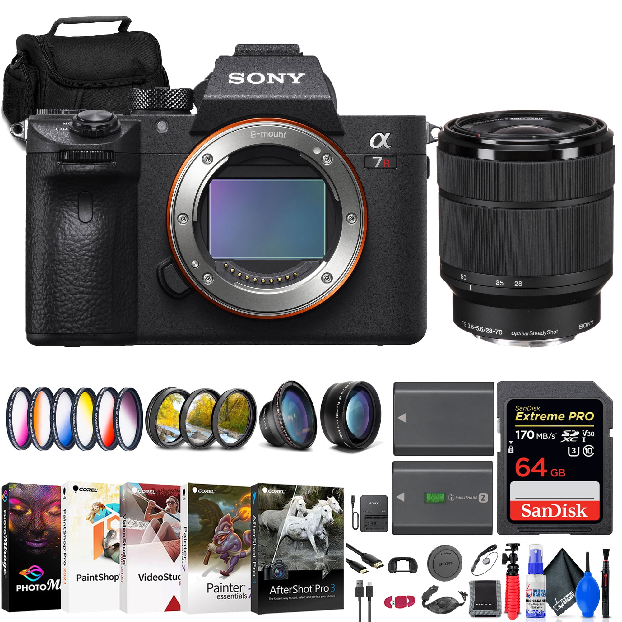 Professional Sony a7R IIIA Mirrorless Camera + Sony FE 28-70mm Lens + 64GB Card + Bundles Kit ...