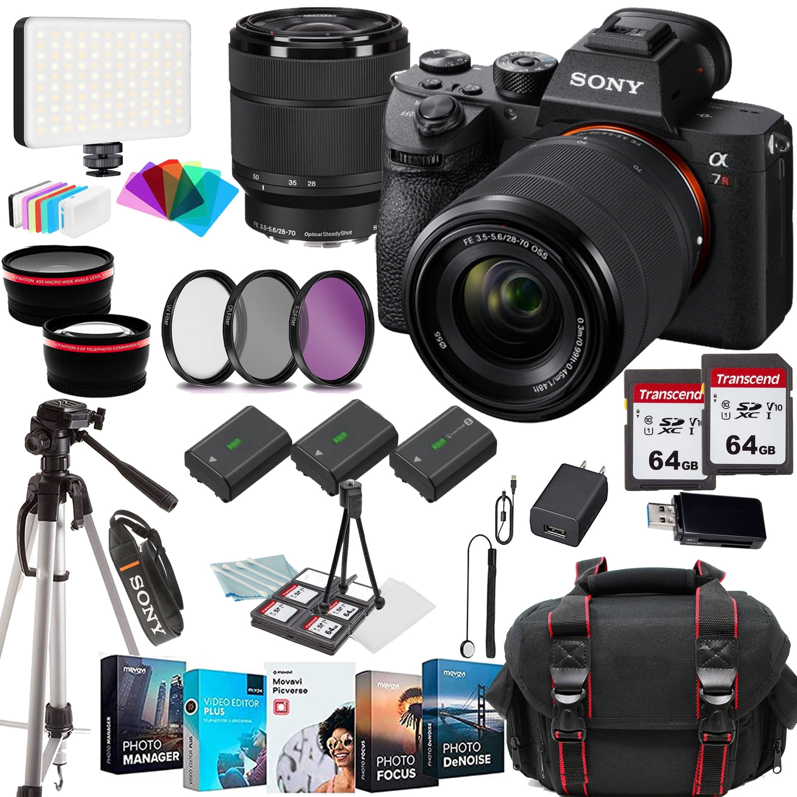 Sony a7R V DSLR Kit: Mirrorless Camera, 28-70mm Lens, 128GB Cards ...