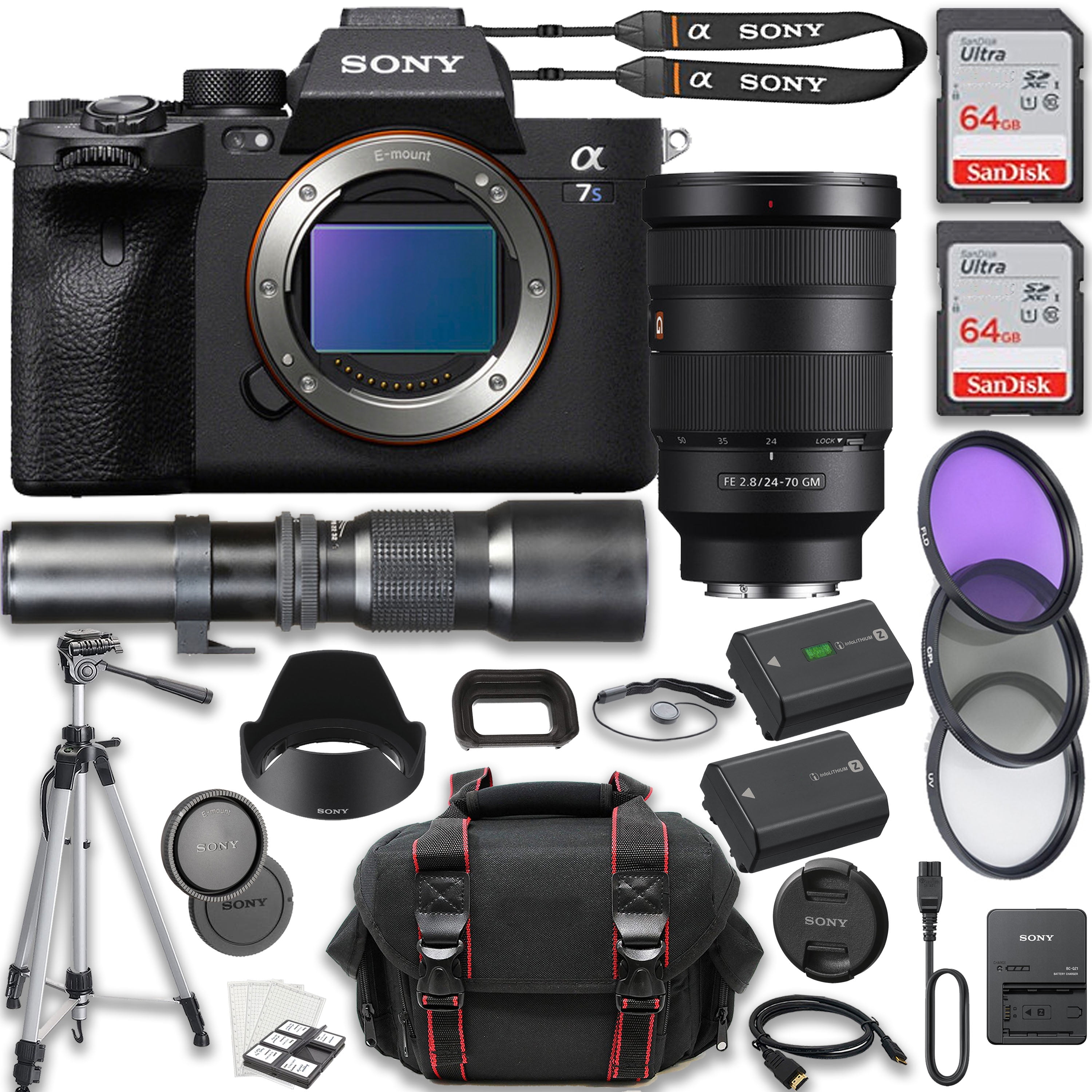 Sony a7S III Mirrorless Camera + Sony FE 24-70mm f/2.8 GM Lens + 500mm ...