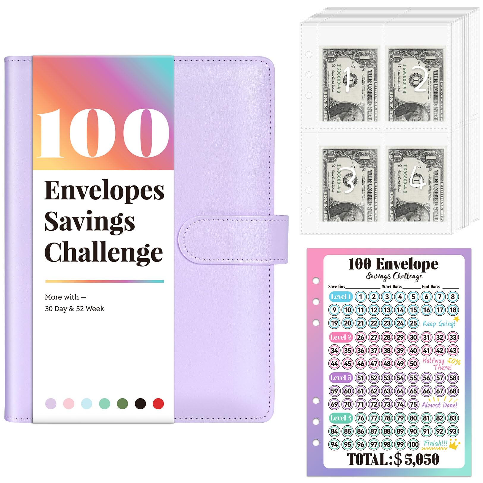 Sooez 100 Envelopes Challenge Binder, Money Saving Challenge Budget ...