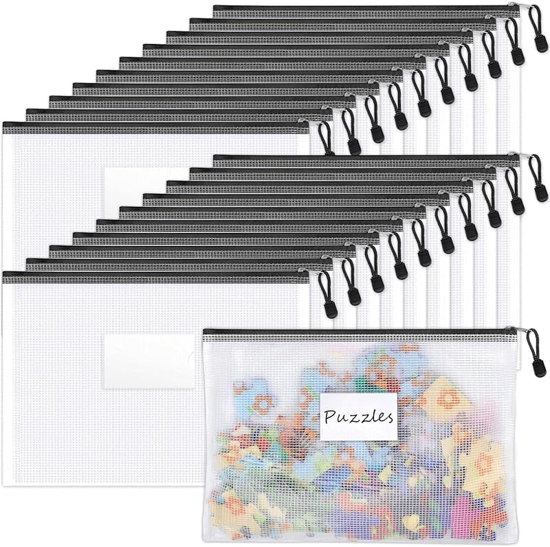 Sooez 20 Pack Mesh Zipper Pouch Bags, A4 Letter Size, Zipper Bags with ...