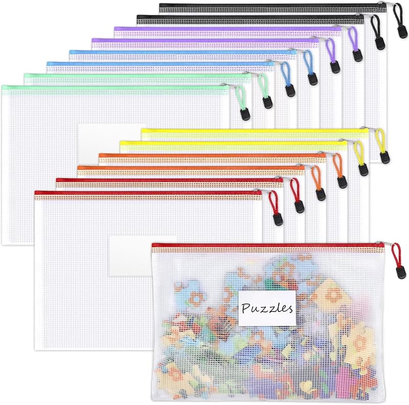 Sooez 20 Pack Mesh Zipper Pouch Bags, A4 Letter Size, Zipper Bags with ...