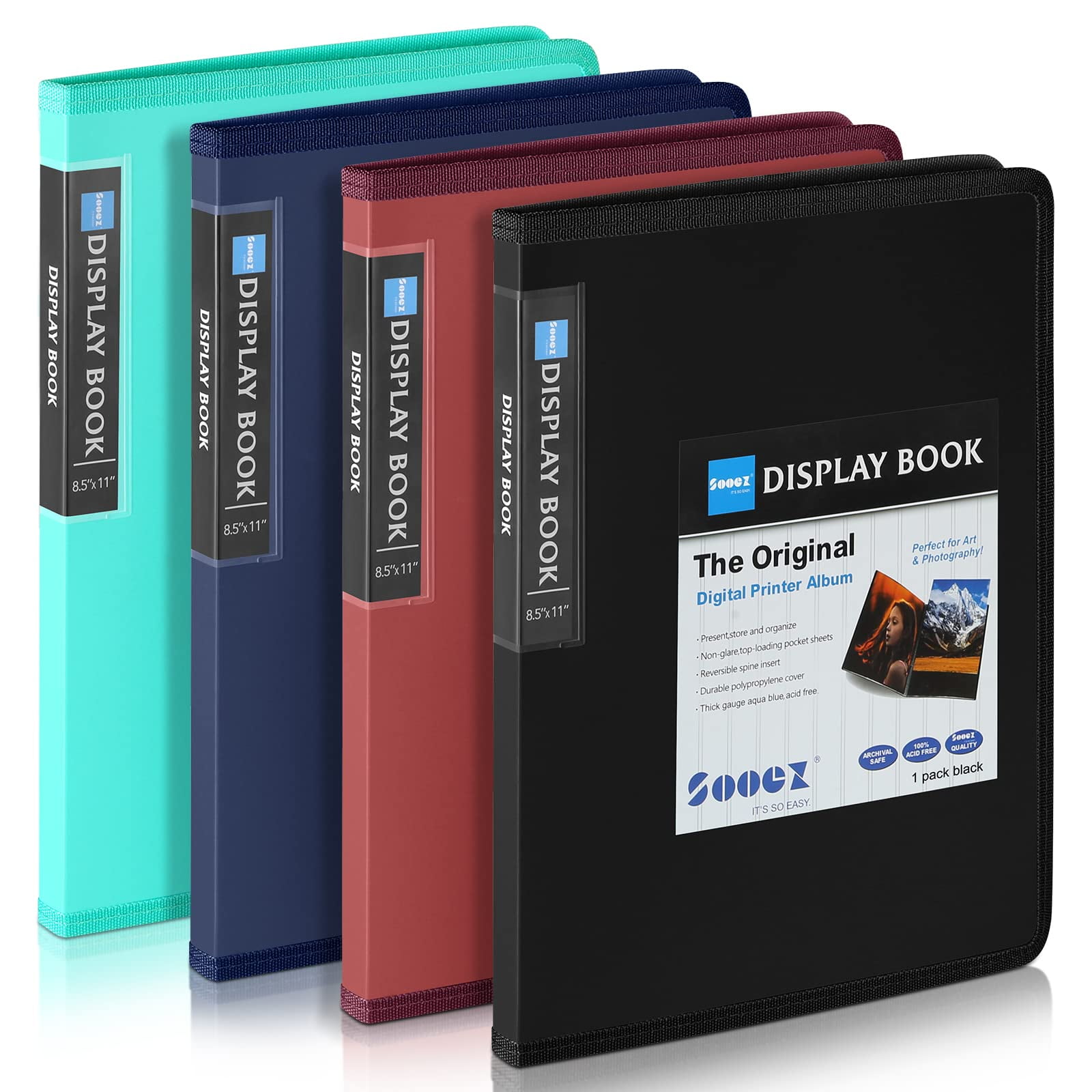 Sooez 30-Pocket Binder with Plastic Sleeves 8.5x11", Heavy Duty Art ...