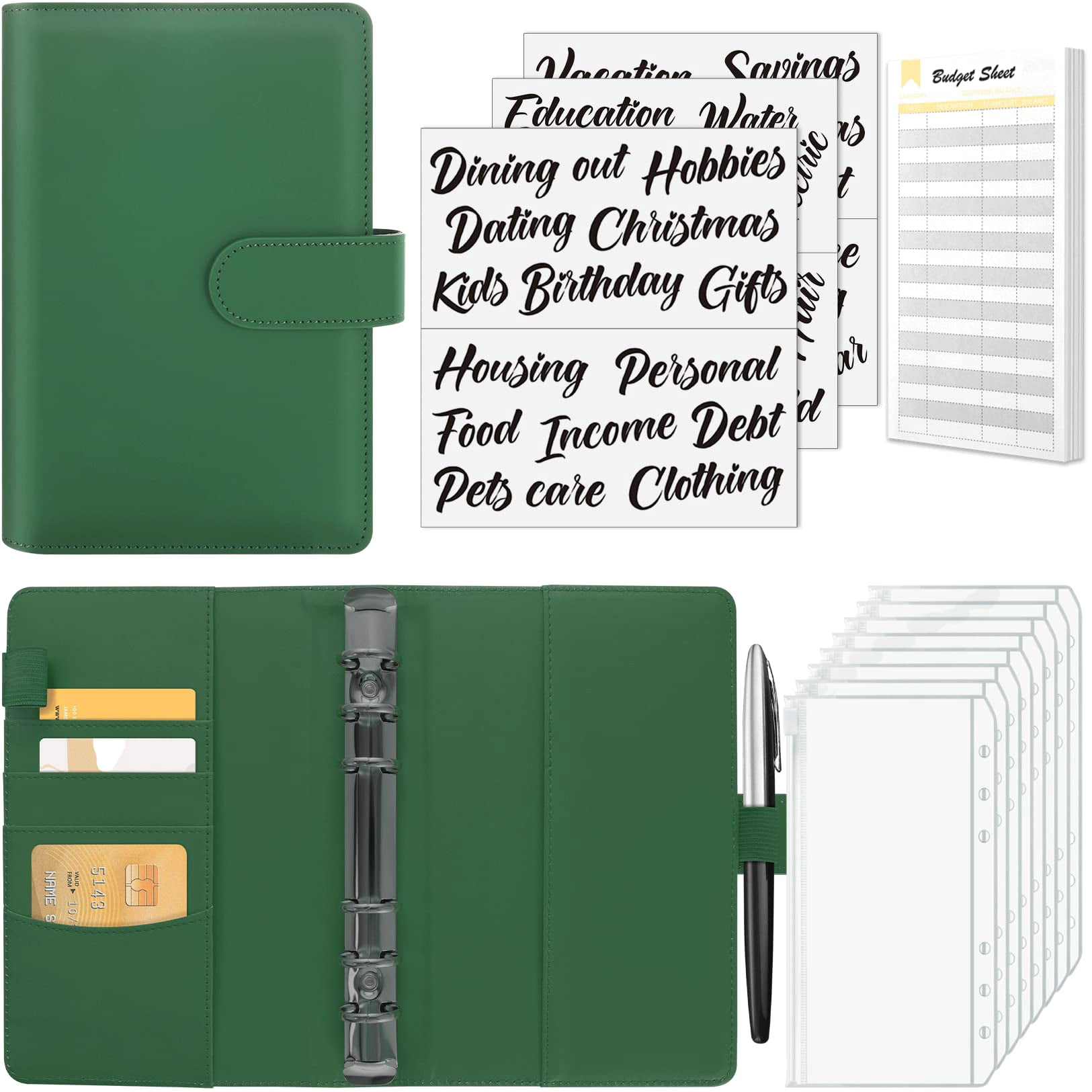 Sooez Budget Binder with Zipper Cash Envelopes & Expense Sheets for ...