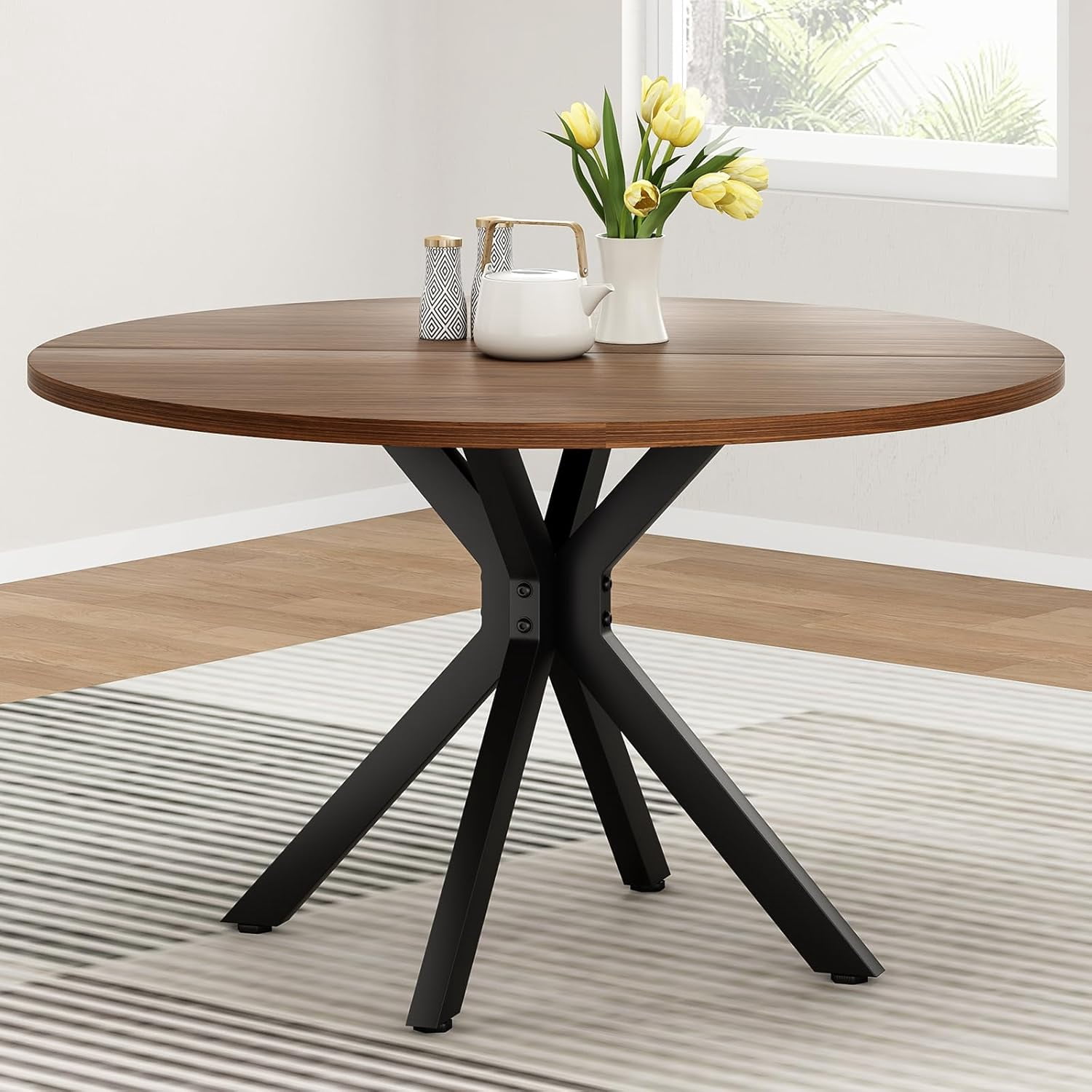 Soohow 47.2" Round Dining Kitchen Table for 4-6 People, Wood Tabletop ...