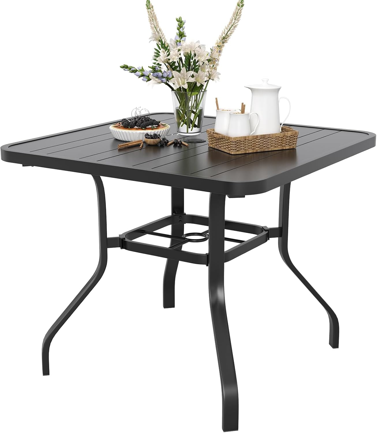 Soohow Patio Dining Table 35"x35", Square Outdoor Dining Table with 1. ...